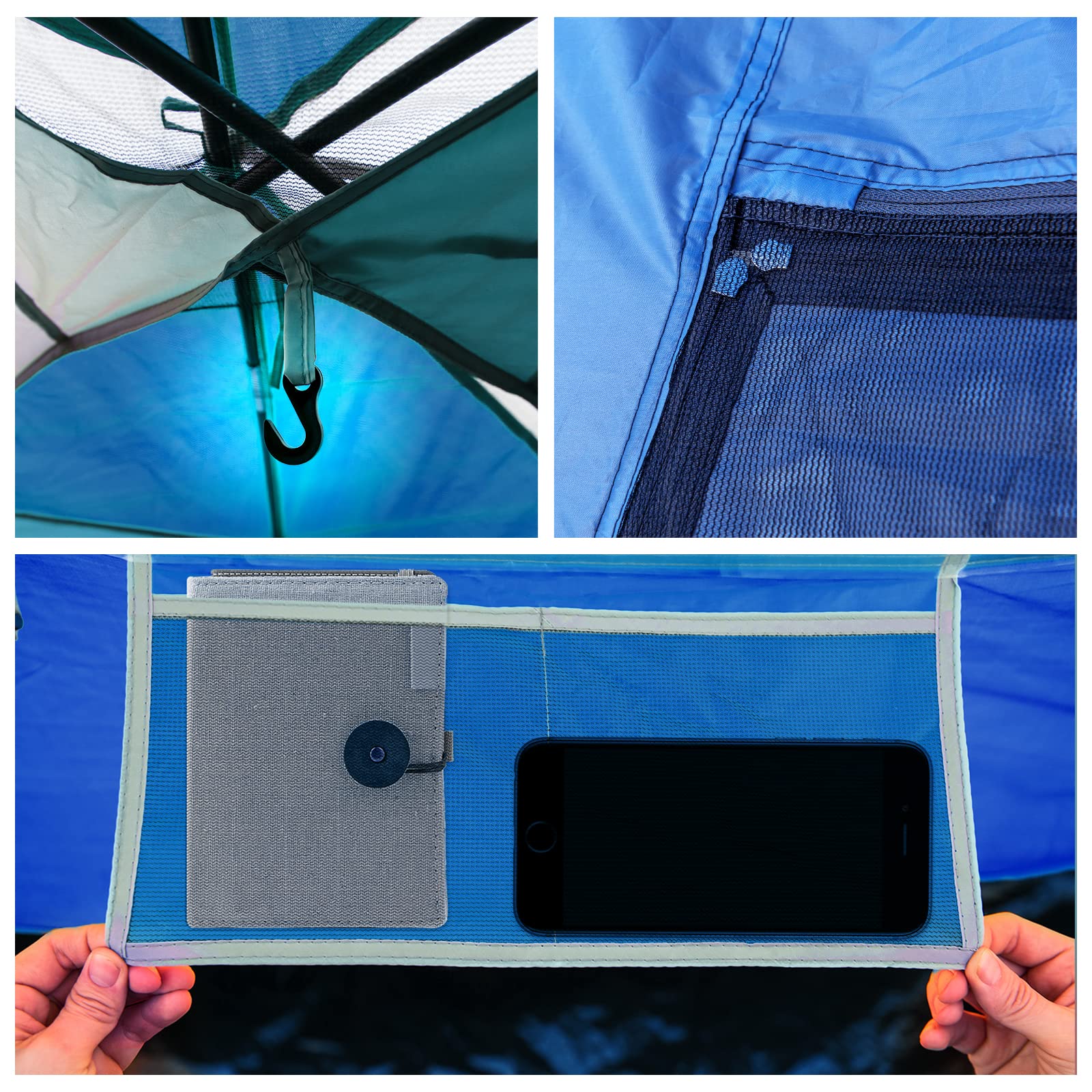 Pacific Pass Camping Tent 6 Person Family Dome Tent with Removable Rain Fly, Easy Setup for Camp Backpacking Hiking Outdoor , Navy Blue, 118.1x118.1x74.8 inches