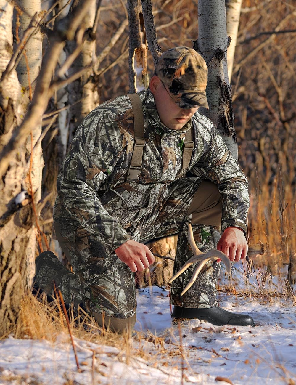 TIDEWE Hunting Bibs Heated with Battery, Insulated Fishing Bibs (Gray Size L)