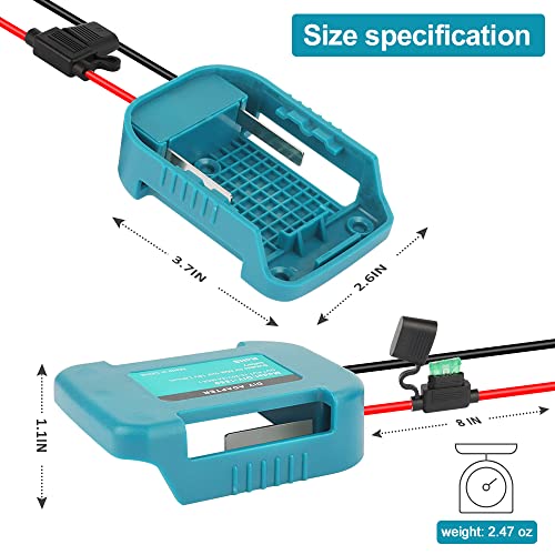 ZLWAWAOL Power Wheel Adapter with Fuse & Switch, Battery Adapter for Makita 18V Lithium Battery, with 16 Gauge Wire,Power Convertor for DIY Ride On Truck,RC Toys,Robotics and Work Lights