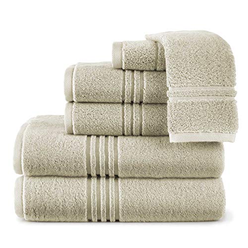 Peacock Alley Chelsea Towels - Luxury Towels with Zero Twist Technology - 100% Long Staple Cotton Fluffy Lightweight Towels - 6pc Towel Set (Linen)