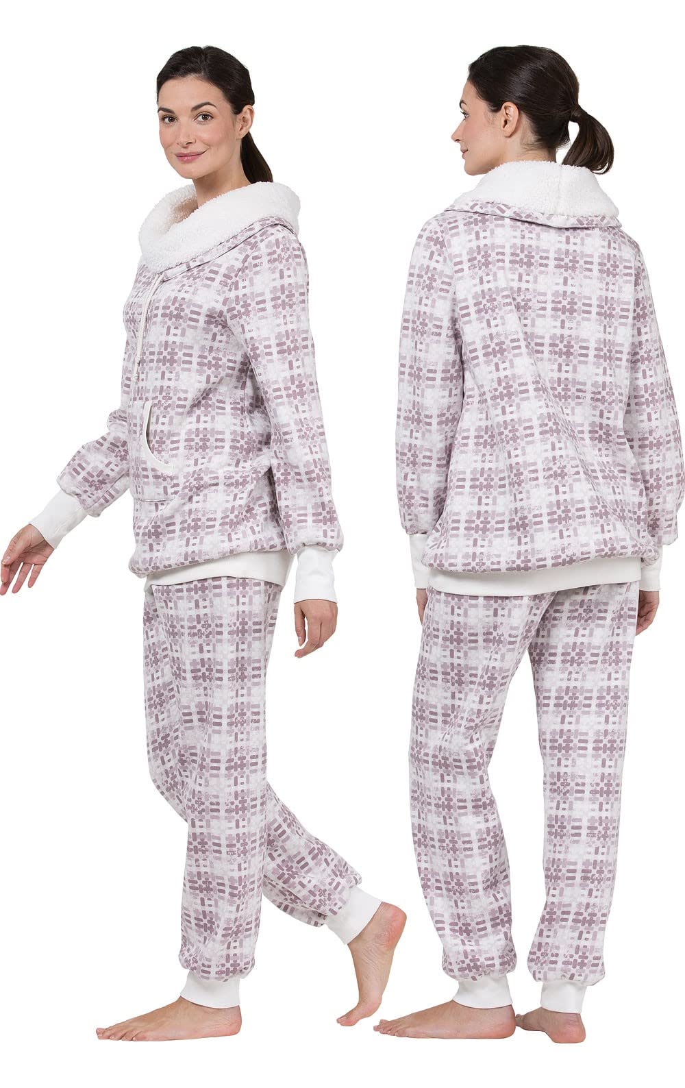 PajamaGram Soft Fleece Pajamas Women - Pajamas for Women, Pink, L, 12-14