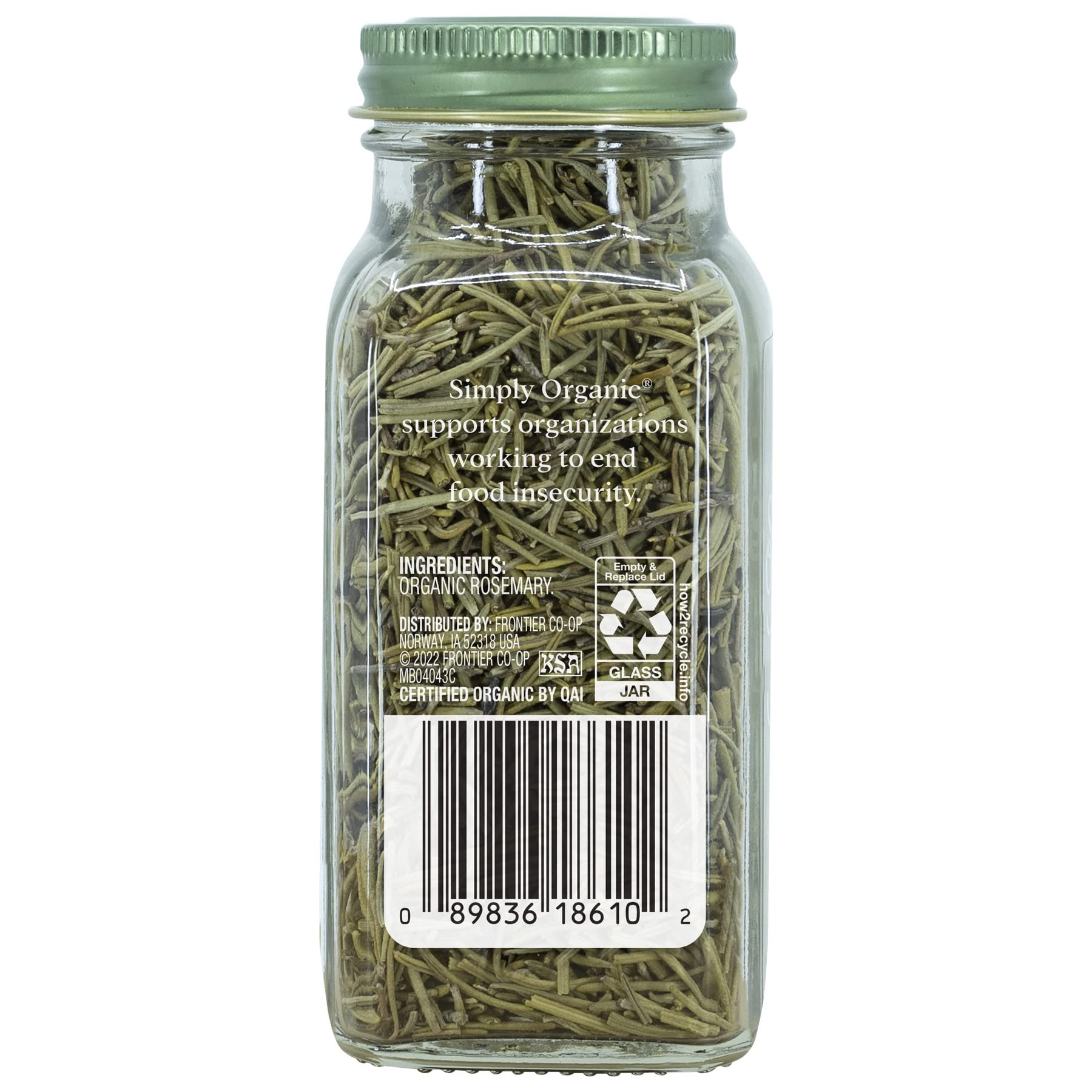 Simply Organic Whole Rosemary Leaf, 1.23 Ounce, Pungent, Herbaceous, Fresh Earthy Taste & Aroma, Kosher, Certified Organic