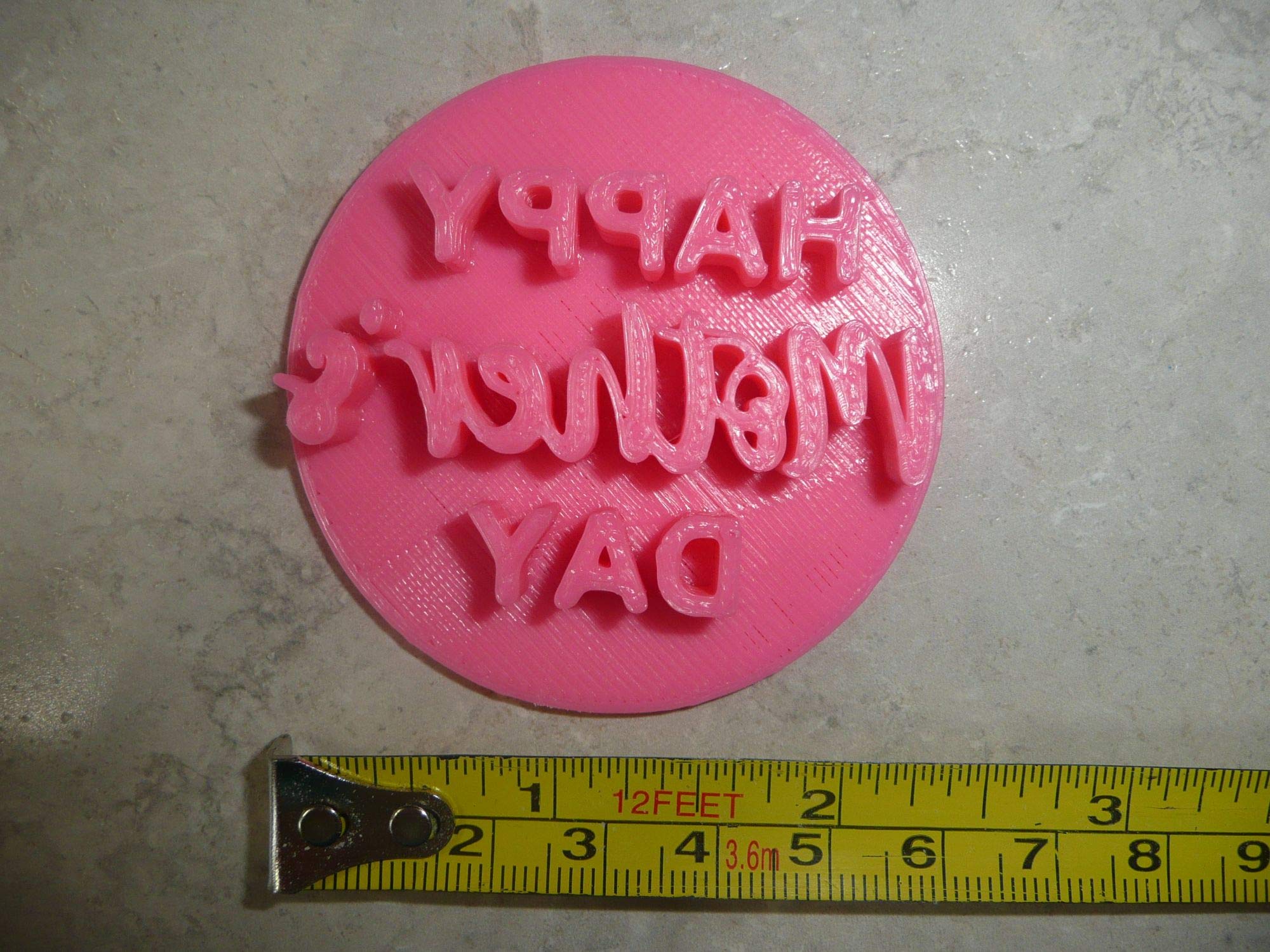 YNGLLC HAPPY MOTHERS DAY WORDS BLOCK SCRIPT FONT MOM MOMMY MAMA COOKIE STAMP EMBOSSER BAKING TOOL 3D PRINTED MADE IN USA PR4195, Pink