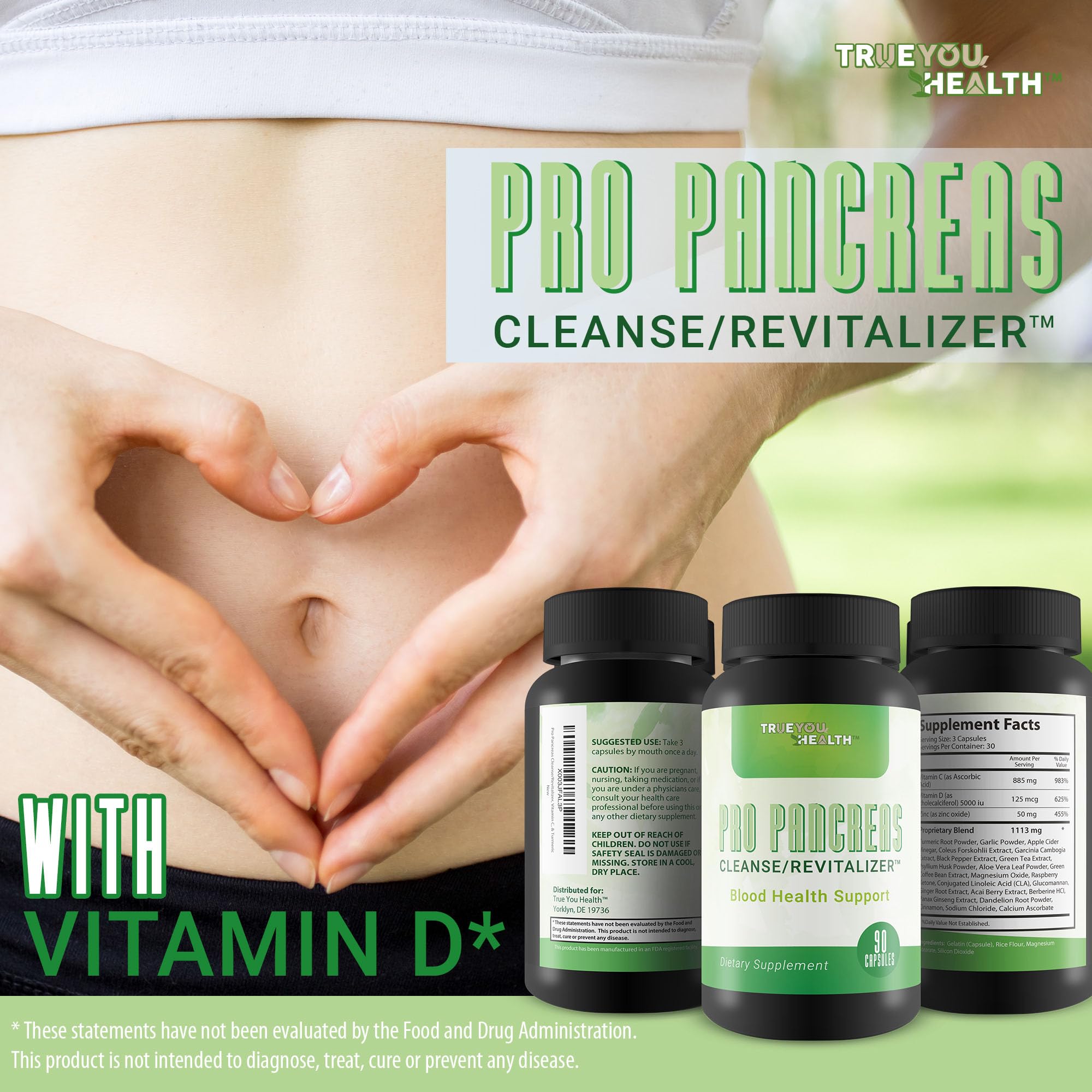 Pro Pancreas Cleanse/Revitalizer - Support Pancreas and Blood Health - Antioxidant Green Tea Pancreas Cleanse and Detox - Support Healthy Pancreas Function - Contains Vitamin D, Vitamin C, & Turmeric