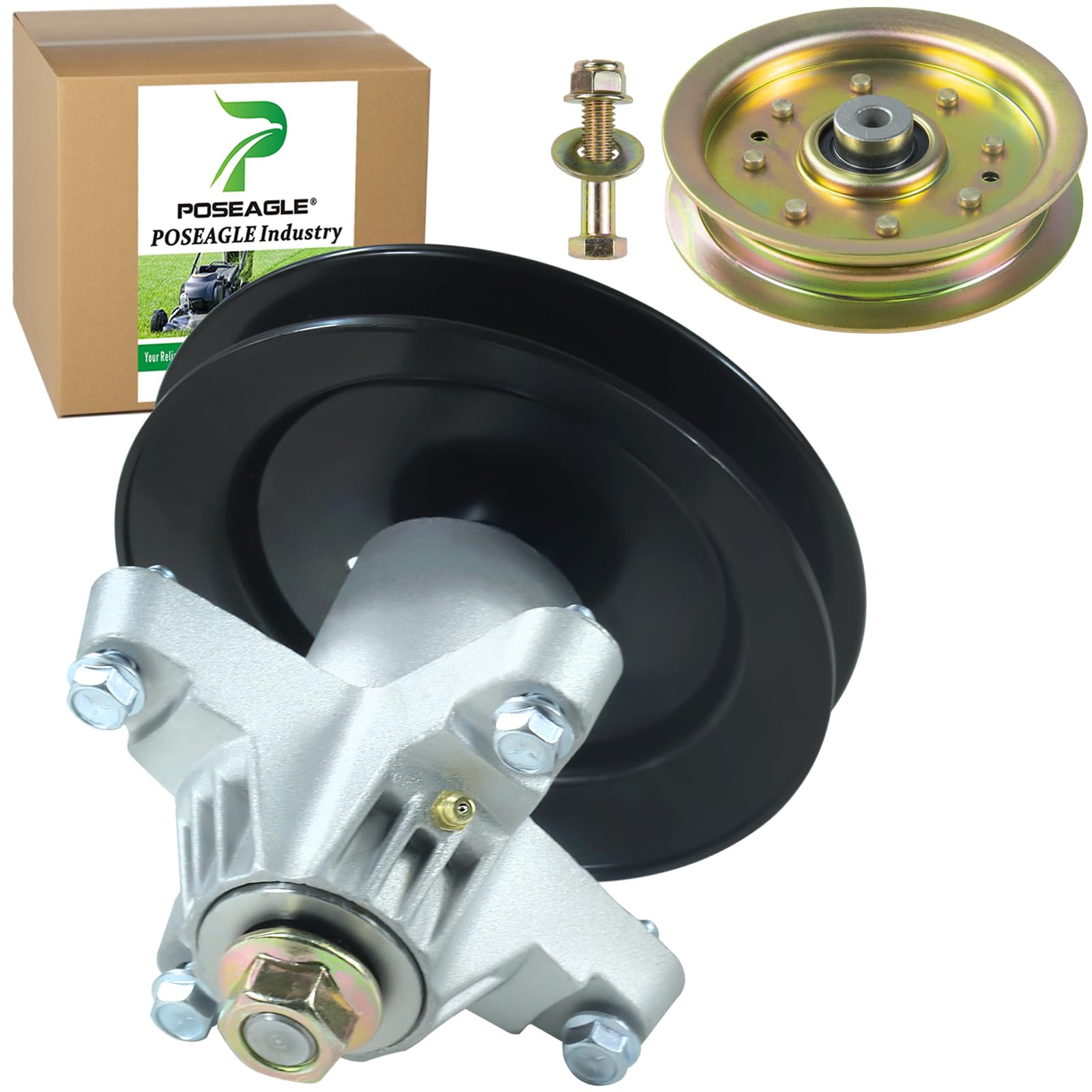 POSEAGLE 918-04456B Spindle Assembly with 756-04129B Idler Pulley Replaces 618-04456, 618-04461, 918-04456, 918-04456A, 753-08171, 753-08068, 756-04129 for Toro LX420, LX425, Cub Cadet LT1042 Tractors
