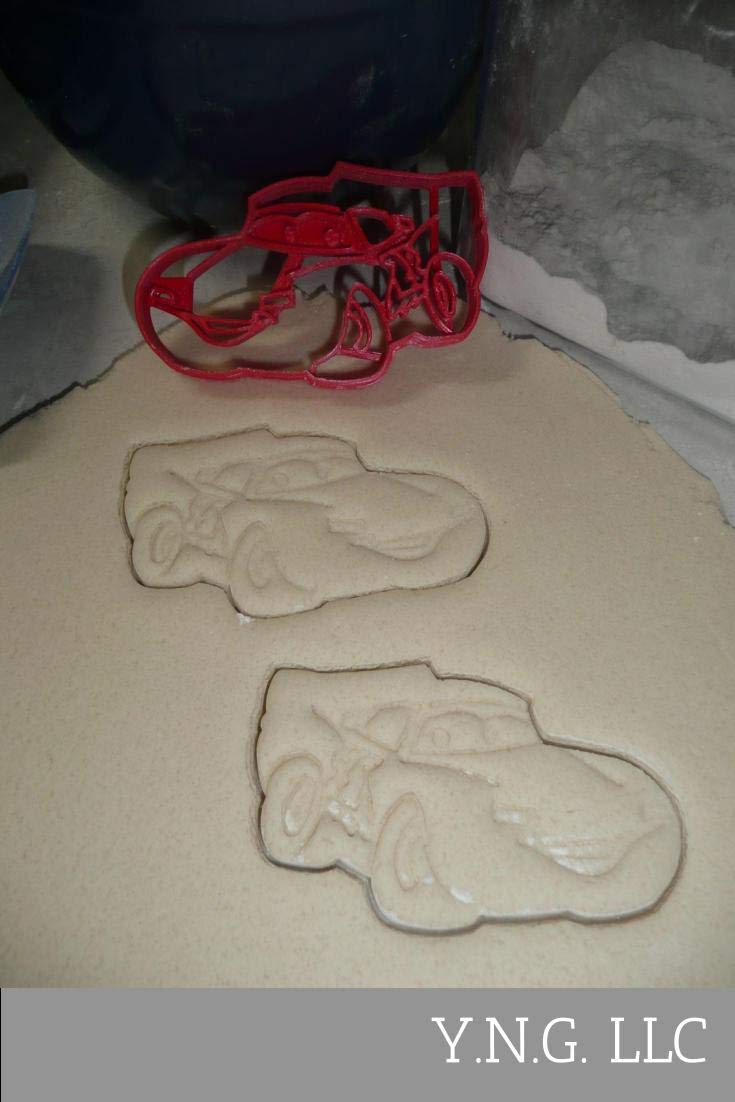 YNGLLC LIGHTNING MCQUEEN RACE CAR CARS CARTOON CHARACTER SPECIAL OCCASION COOKIE CUTTER BAKING TOOL 3D PRINTED MADE IN USA PR2293, Red