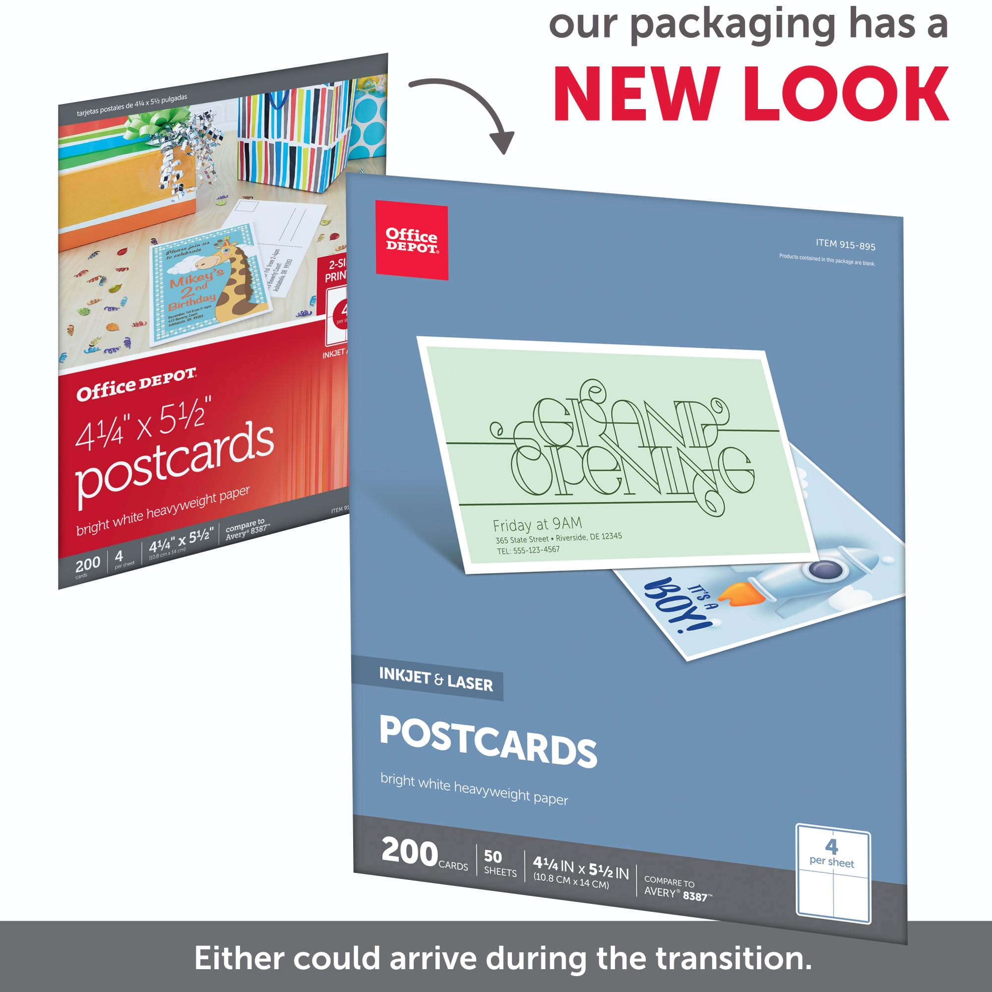 Office Depot® Brand Inkjet/Laser Post Cards, 4 1/4" x 5 1/2", Bright White, Pack of 200
