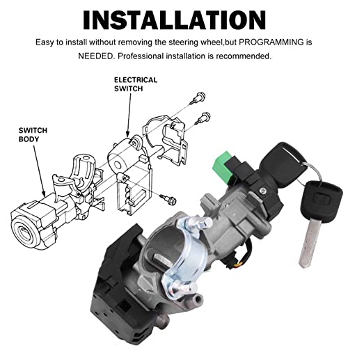 RYANSTAR Ignition Switch Lock Cylinder Assembly Compatible with Accord CRV FIT Odyssey 2005-2006 with 2 Keys 48 Chips Replace 06350-SAA-G30 35100-SDA-A71
