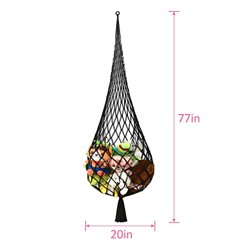 Stuffed Animal Storage Net Hammock, LAT Hanging Toy Net Stuff Animal Storage Organizer Hanger for Kids Room Bedroom Playroom (Black)