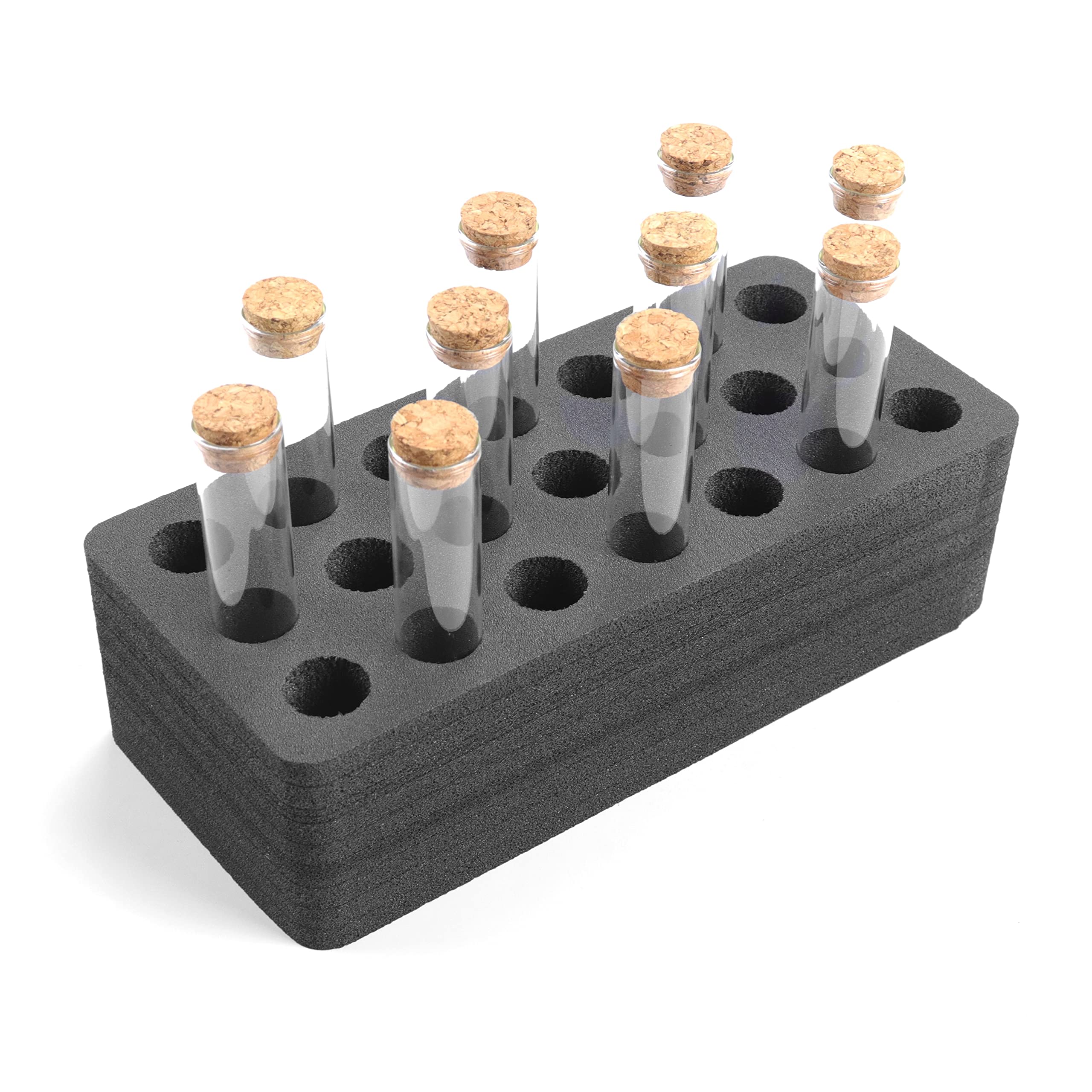 Polar Whale Test Tube Rack Durable Black Foam Storage Holder Organizer Stand Transport Holds 21 Tubes Fits up to 25mm Diameter