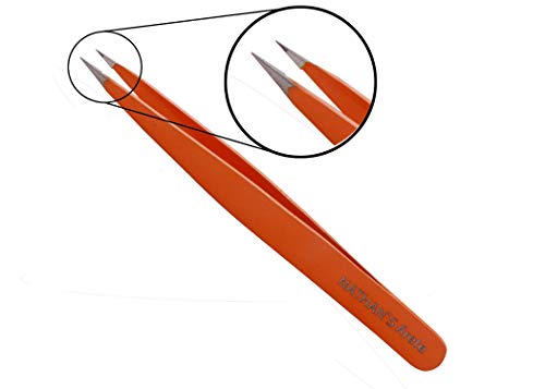 Pointed Tweezers for Eyebrows - Stainless Steel Professional pointed for Splinters, Ticks & Glass Removal - For Ingrown Hair 3.9" by NATHAN’S Arete'
