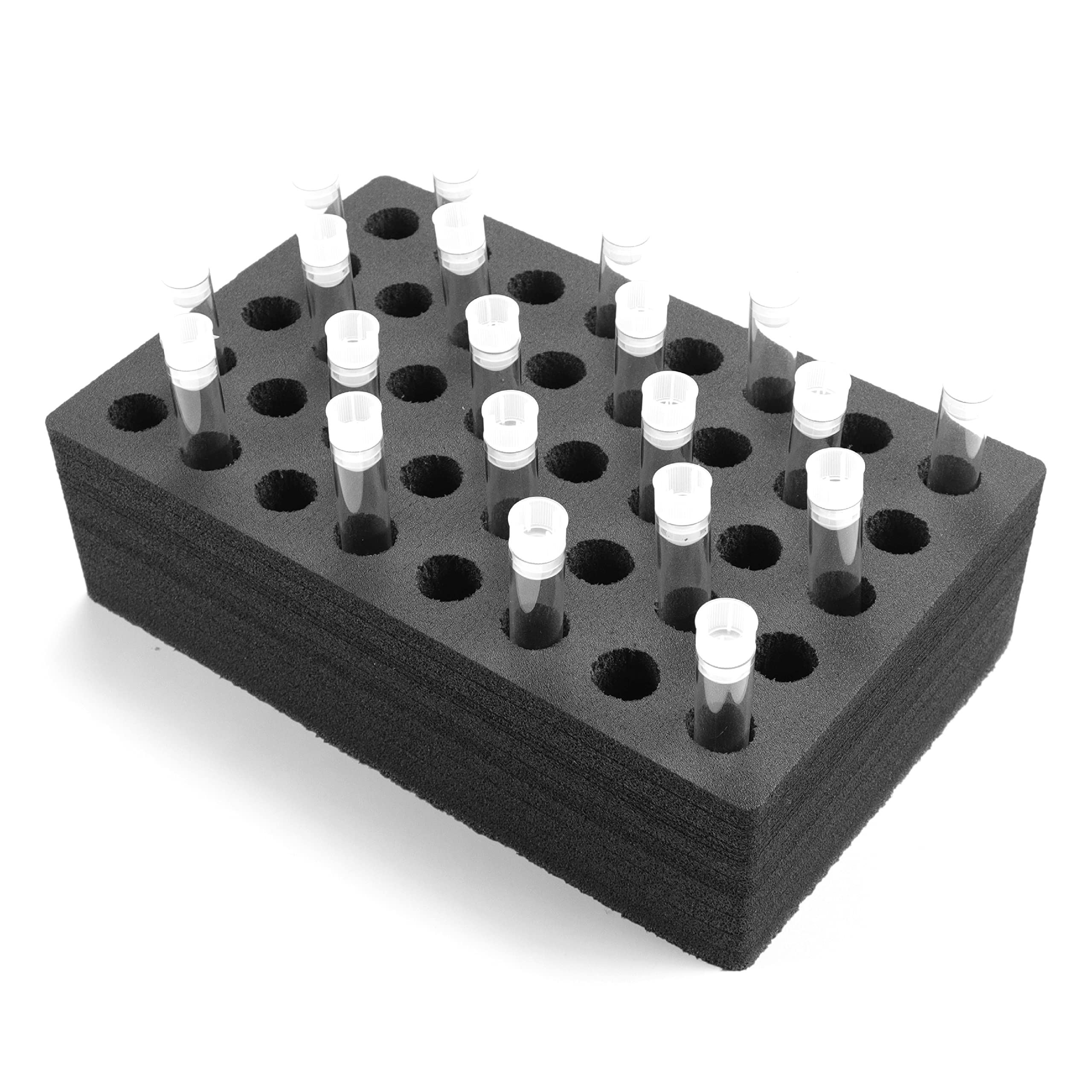 Polar Whale Test Tube Rack Durable Black Foam Storage Holder Organizer Stand Transport Holds 40 Tubes Fits up to 20mm Diameter
