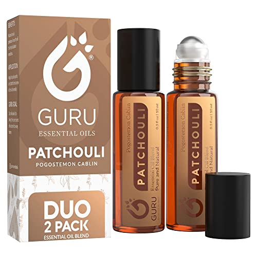 Patchouli Essential Oil Roll On (2 Pack) - Patchouli Perfume Oil for Skin Care, Hair & Massage - Premium Therapeutic Grade Aromatherapy Rollers