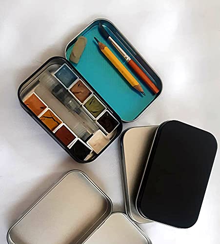 ZOENHOU 60 Pack Metal Rectangular Empty Hinged Tins, Black Mini Portable Box Containers, Tin boxes with Hinged Lids, Small Tins for Storage Home Organizer, 3.7 x 2.4 x 0.9 Inch