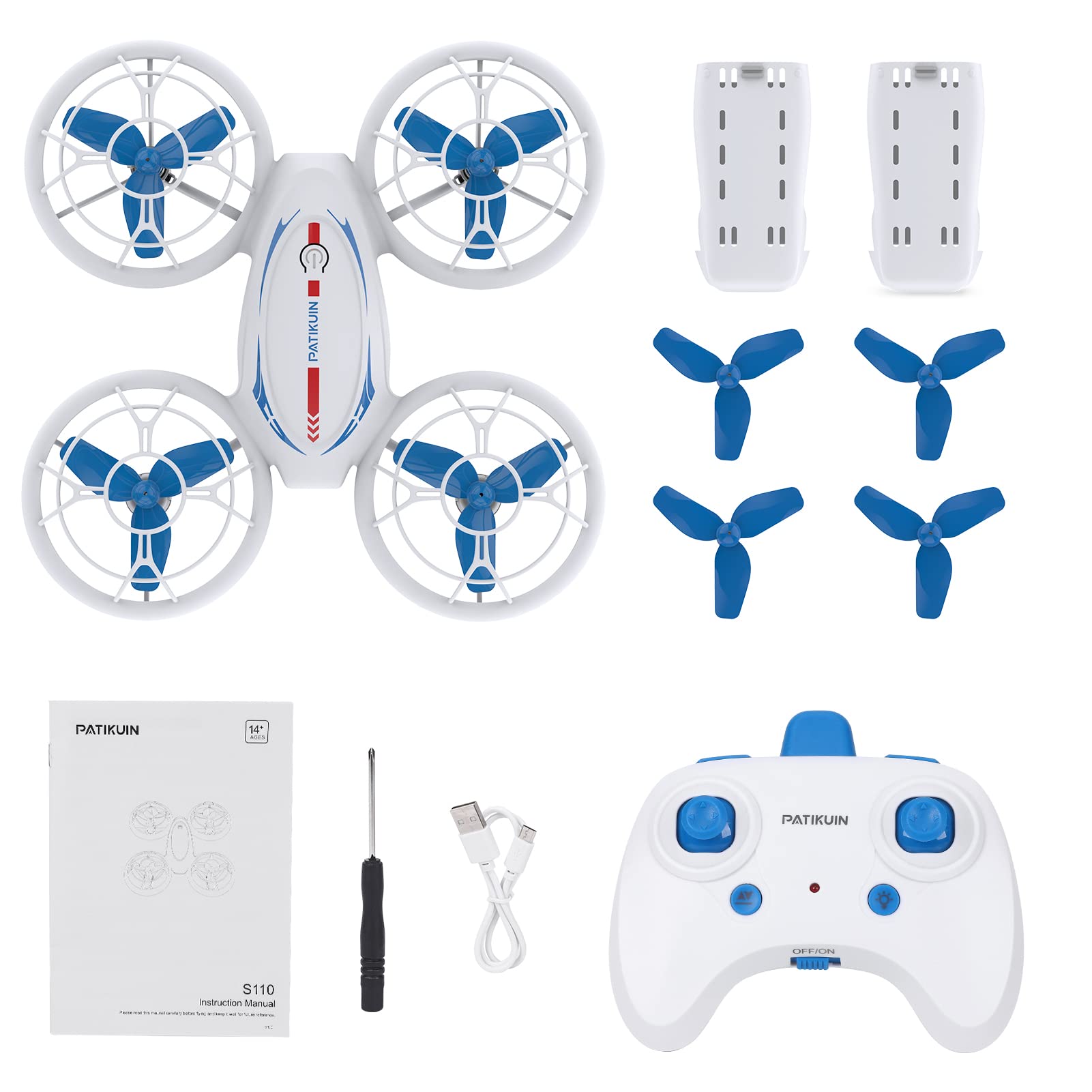 PATIKUIN Drones for Kids RC Mini Drone with LED Lights for over 8 years old Boys and Girls Beginners, RC Helicopter Quadcopter with Five Cool Light Effects, Auto Hovering, 3D Flip, Remote Control Headless Mode, Circumflight and Emergency Paddle Stop