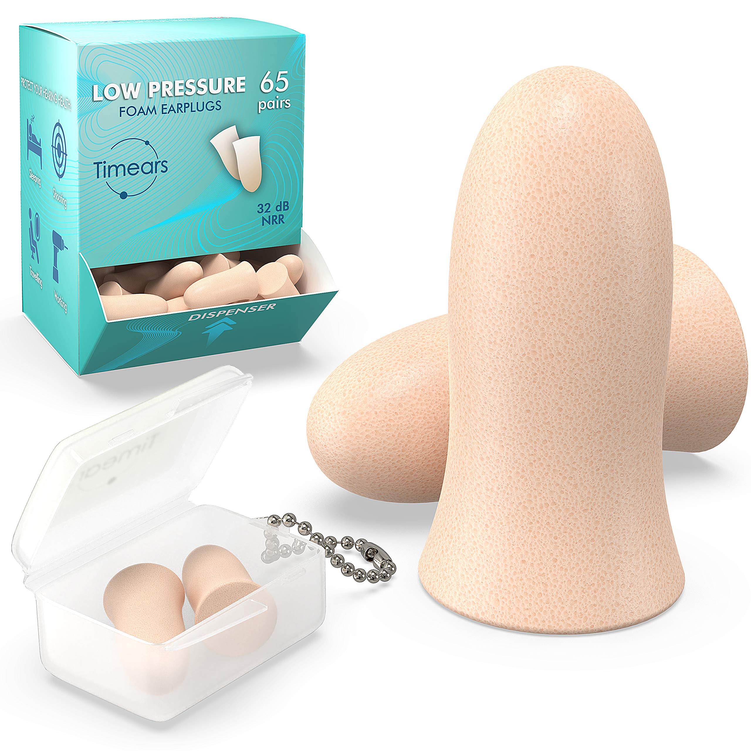 Small Ear Plugs for Sleeping 65 Pairs - Soft Foam Earplugs for Sleeping Noise Cancelling Sound Blocking Studying Snoring Travel Work with Carry Case
