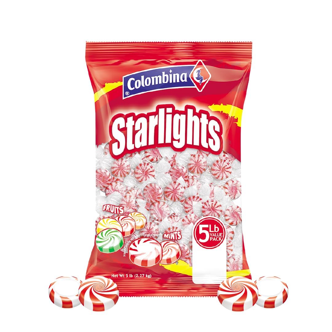 Starlight Peppermint Bulk Candy - 5 Pounds Approx 400 Pieces - Bulk Candy Individually Wrapped - Hard Candy - Mints Bulk - Christmas Candy, Peppermint Candy - Ideal Christmas Peppermint - Candy - Holiday Mints - Christmas Candy Bulk