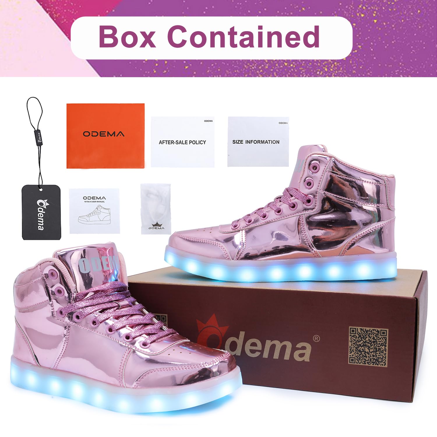 Odema V3 Aurora Unisex High Top Light Up Shoes, Sneakers with Lights for Men,Women, Led Light Shoes,USB Charging Glowing shoes for Teens