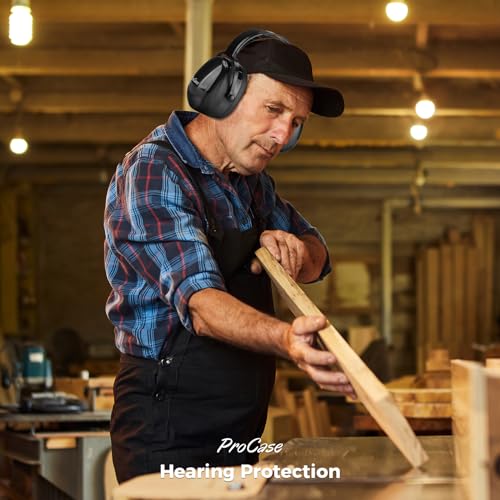 ProCase Noise Reduction Ear Muffs, 29dB NRR Hearing Protection Safety Earmuffs Noise Cancelling Headphones for Shooting Gun Range Mowing Construction, Sound Blocking for Adult Kids Autism -Black