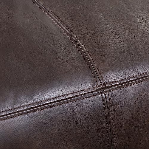 POLY & BARK Denver Leather Ottoman in Full-Grain Semi-Aniline Italian Tanned Leather in Madagascar Cocoa