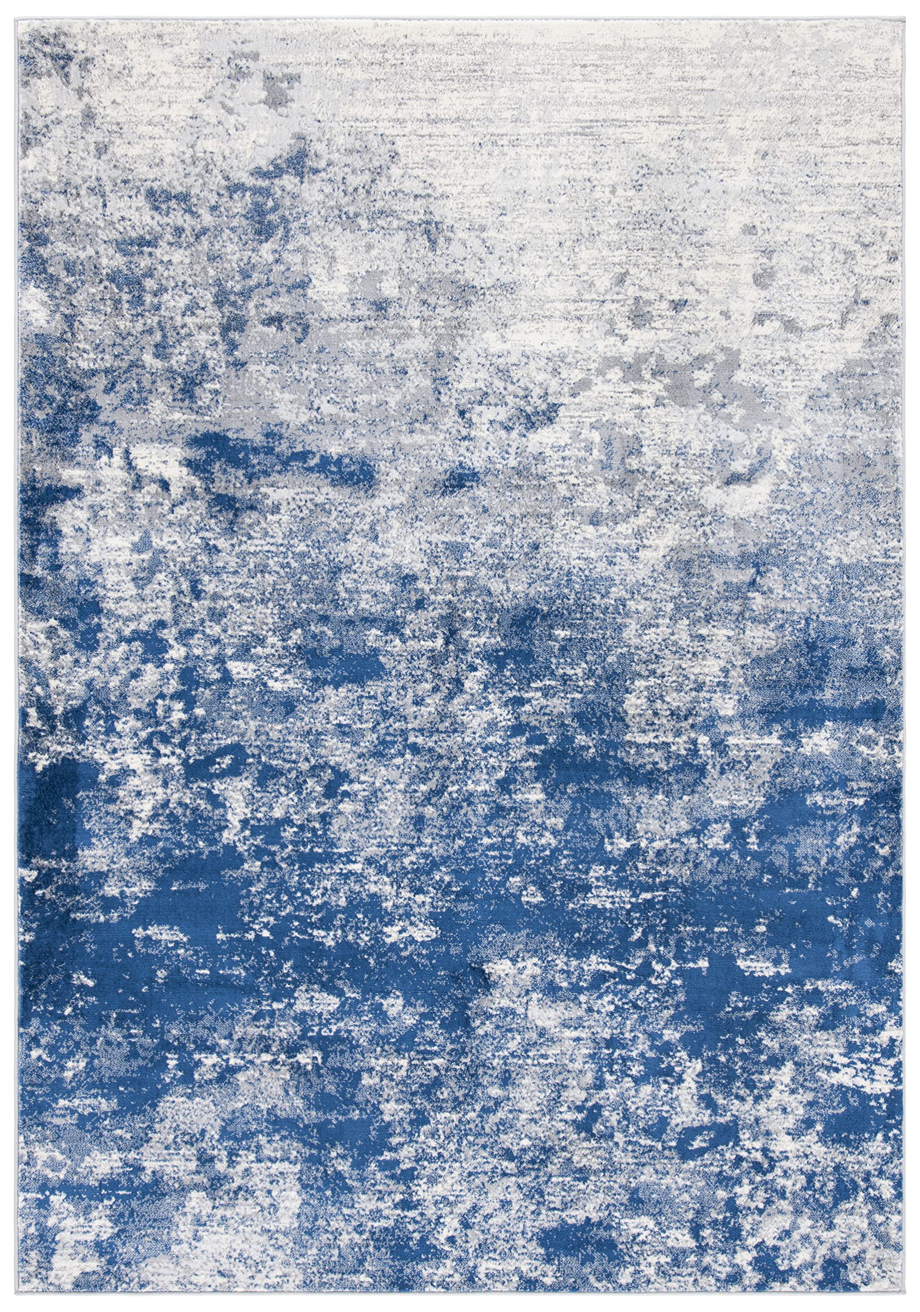 SAFAVIEH Brentwood Collection 5'3" x 7'6" Grey / Navy BNT822G Modern Abstract Non-Shedding Living Room Bedroom Dining Home Office Area Rug