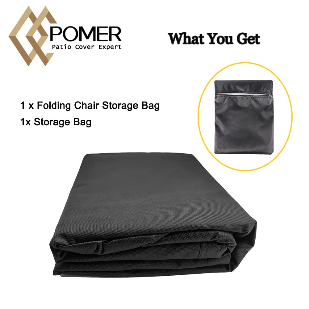 POMER Folding Chair Storage Bag for Plastic, Resin, and Wood Folding Chairs Waterproof Chair Cover with Handle for Chairs Storage and Transport - 20x12x39inch