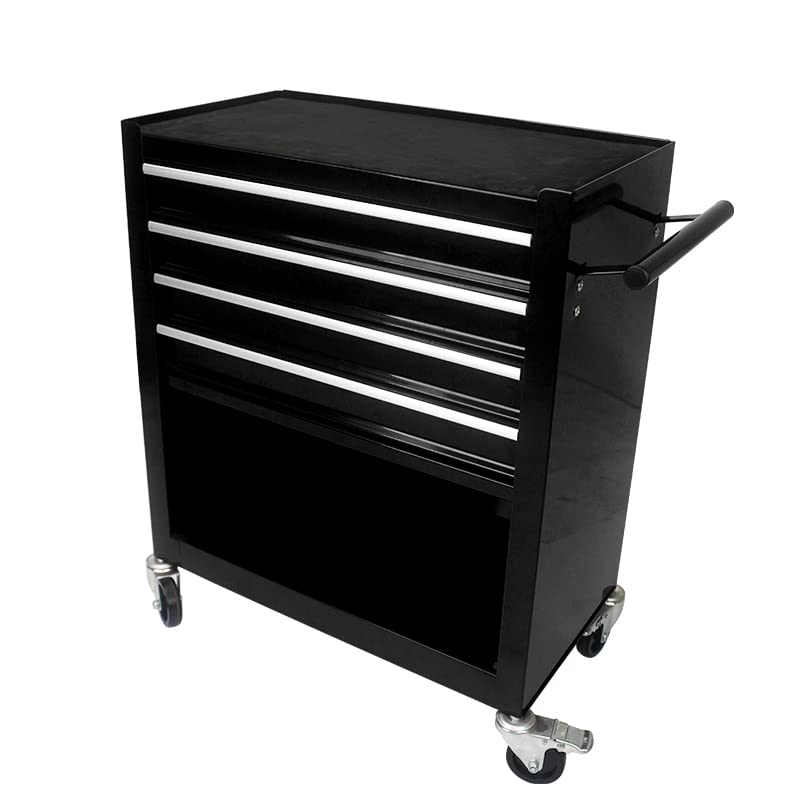 PULLAFUN 4 Drawers Tool Chest on Wheels, Rolling Tool Box Tool Storage, Multifunctional Tool Cart for Workshop Garage Warehouse Repair Shop