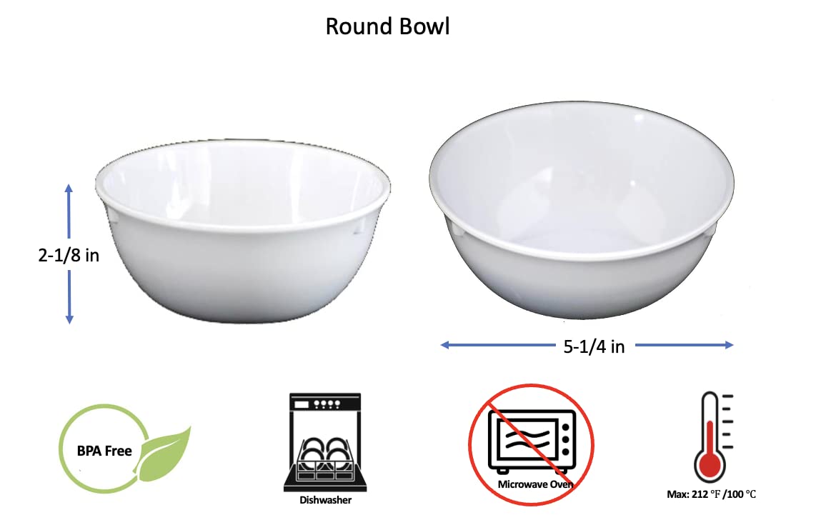 Z-Moments Western Melamine Nappie Bowl Soup Cereal Fruit Snack Bowls, 15-Ounce, 5-1/4" dia., White or Tan #315 (96, White)