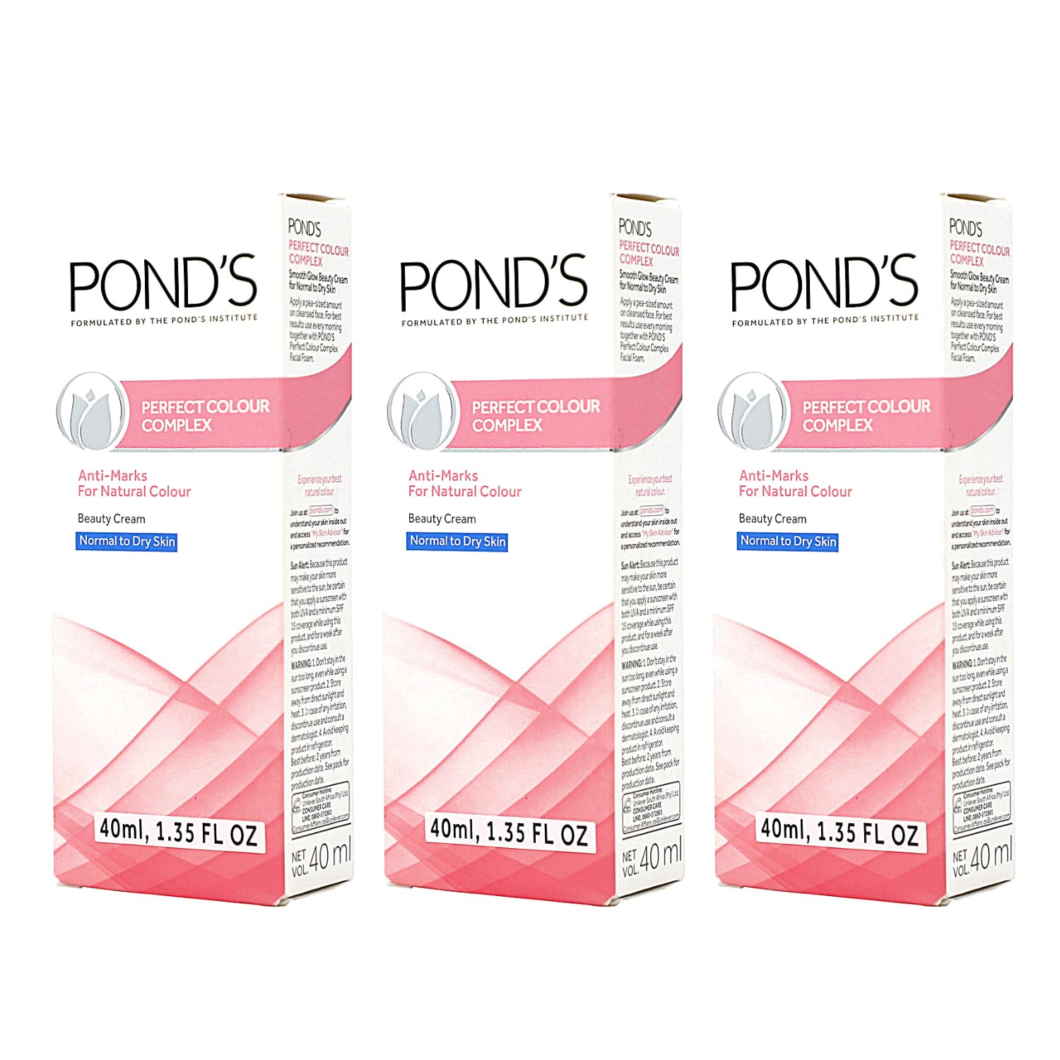 Pond's Perfect Color Beauty Cream, Anti-Marks Beauty Cream and Moisturizer, Normal to Dry Skin, 3-Pack of 1.35 Fo Oz Each