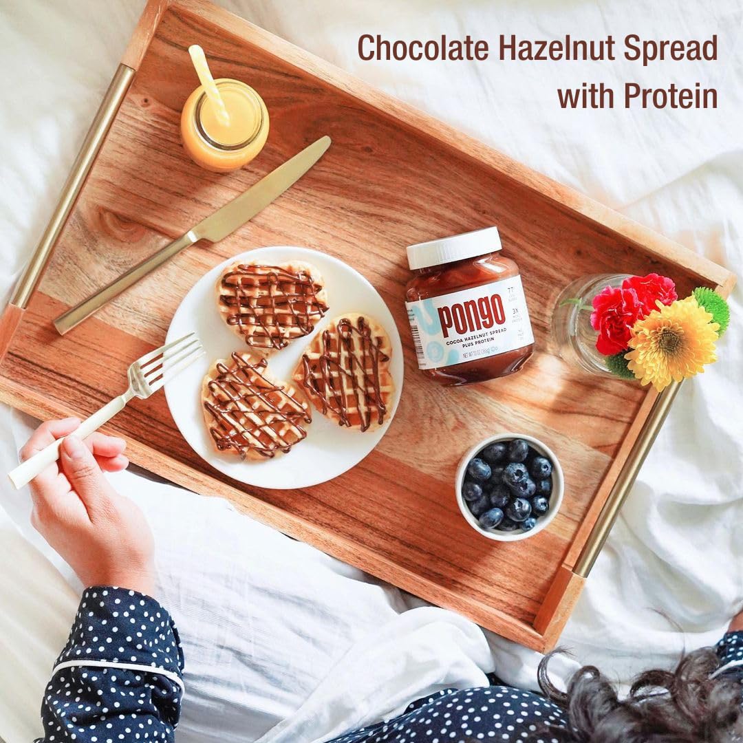 Pongo Cocoa Hazelnut Protein Spread - Low Sugar, Low Carb Sauce, Keto-Friendly Chocolate Dessert Topping (13 oz Jar)