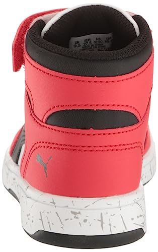 PUMA Rebound Layup Mid Sneaker, Scratch White Black-for All Time Red, 5 US Unisex Big Kid