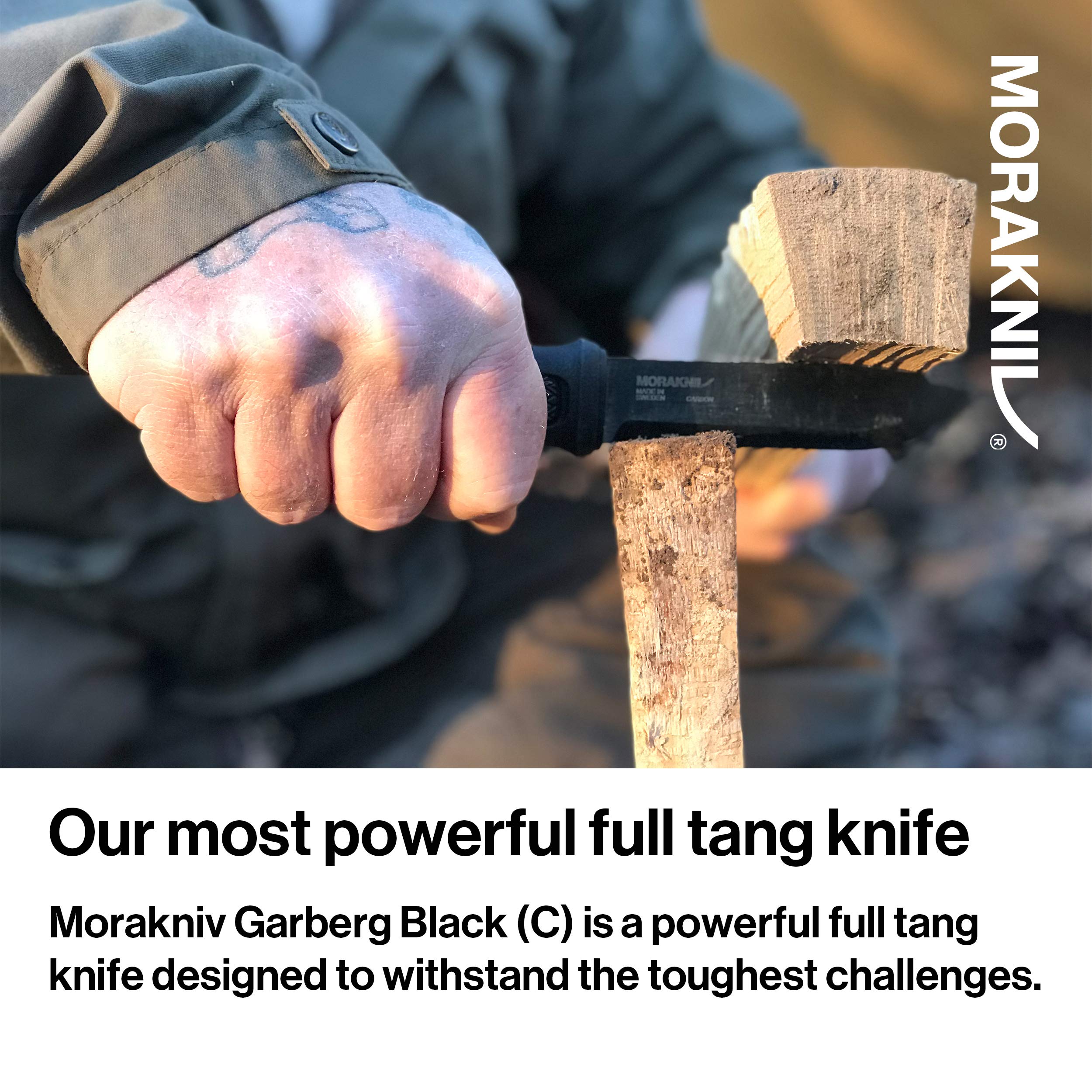 Morakniv Garberg Carbon Steel Full-Tang Fixed-Blade Survival Knife With Poly Sheath, Black, 4.3 Inch