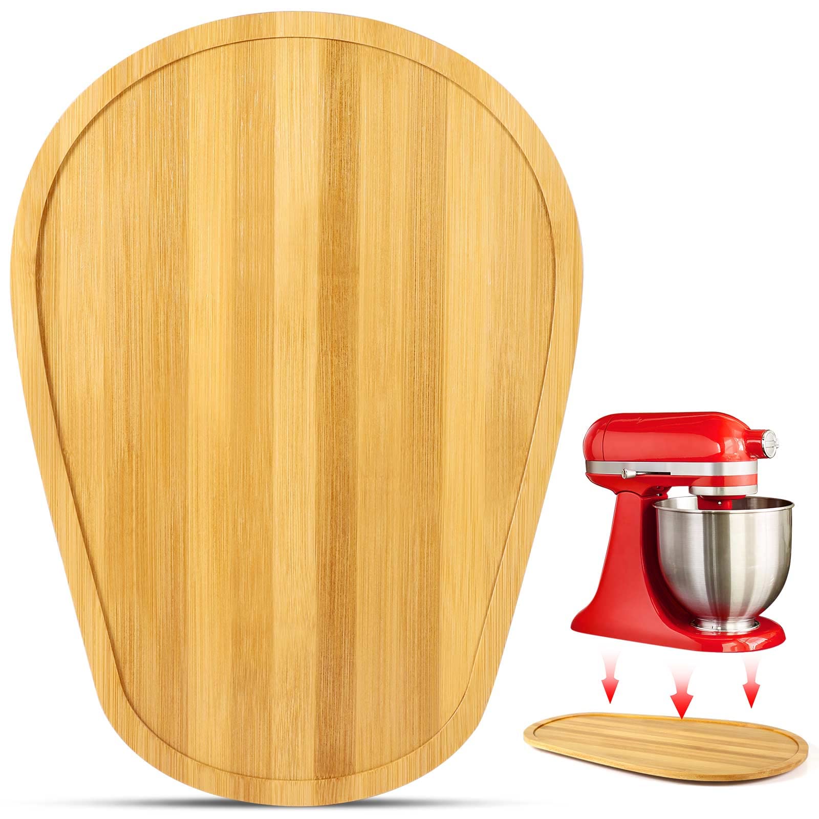 PeeToos Bamboo Sliding Mat for Kitchenaid Mixer, Kitchen Countertop Storage Mover Sliding Caddy for Kitchen aid 5-8 Qt, Mixer Mover Slider Mat Kitchen Appliance Slider Mat, Mixer Appliance Moving TraY