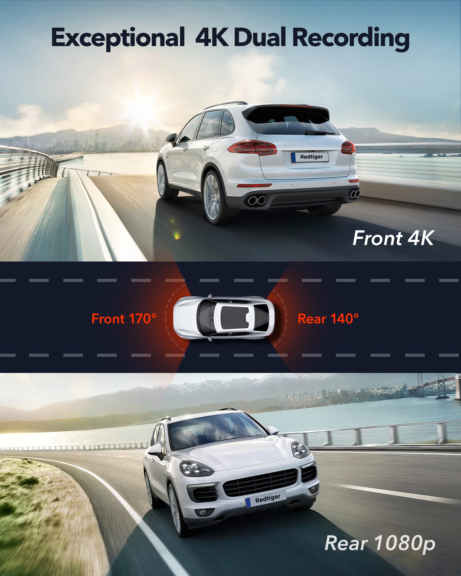 REDTIGER F9 Dash Cam with Hardwire Kit