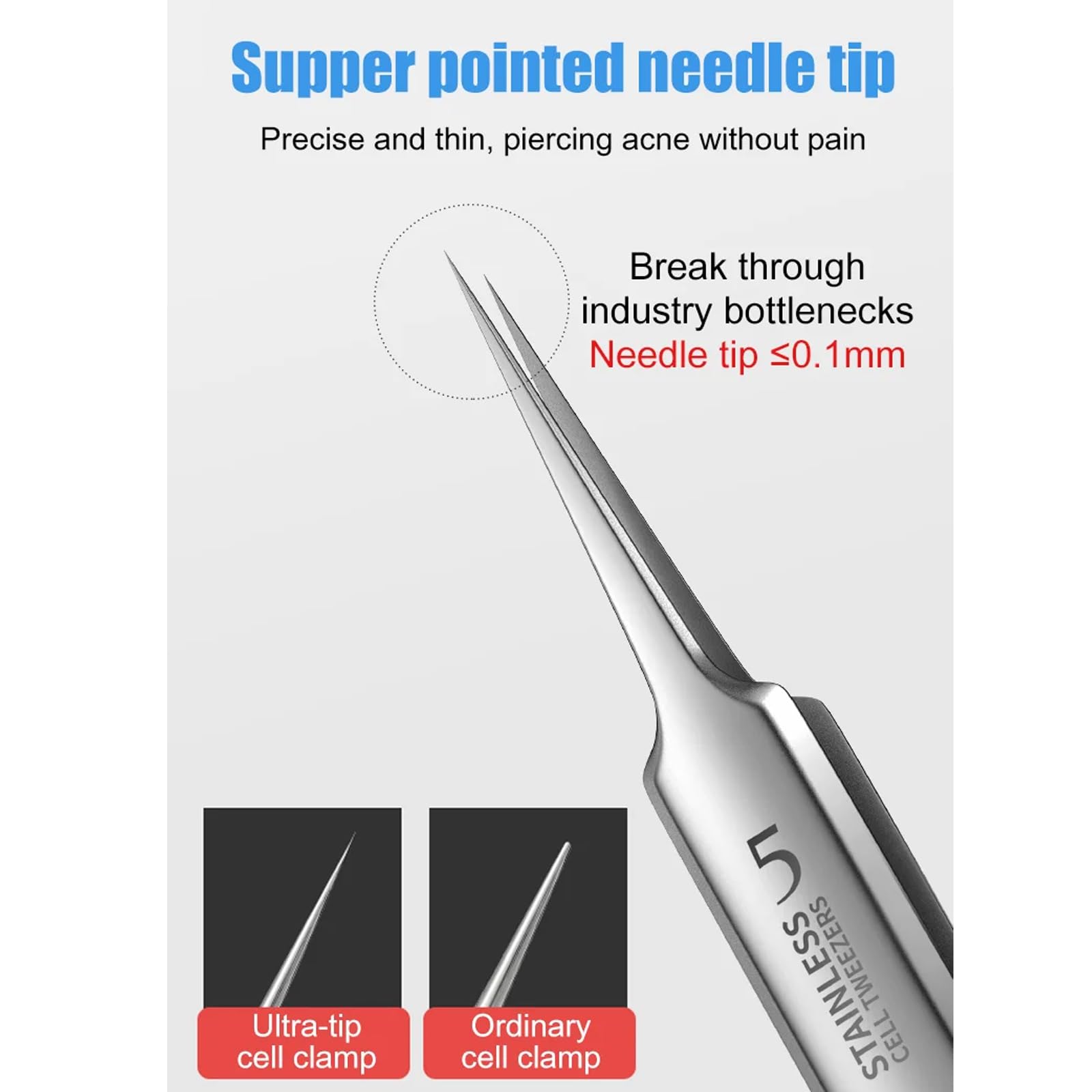 Professional Facial Blackhead Remover Tweezer 3 Pcs Set Precision Face Tool Kit for Whiteheads Stainless Steel Makeup Tools