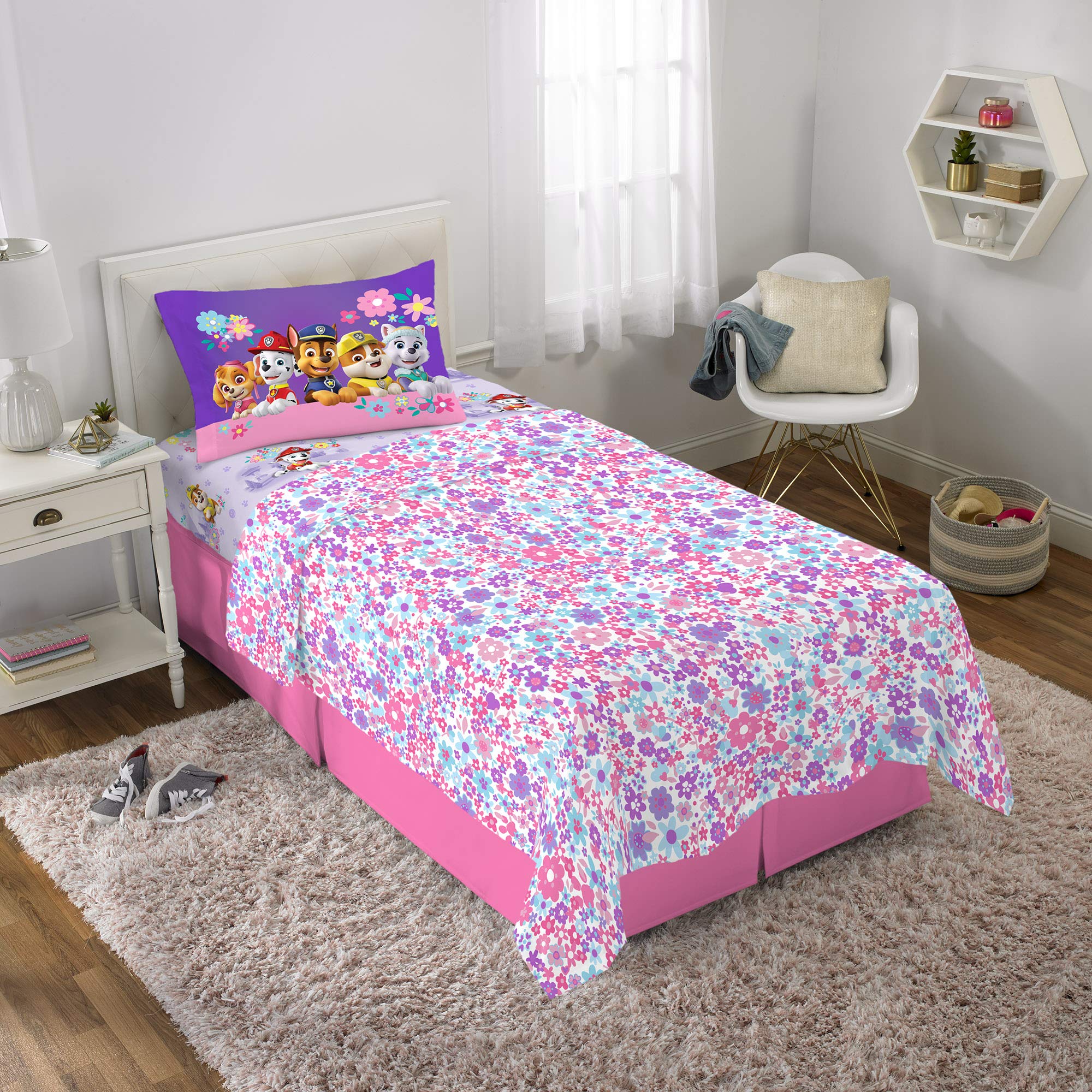 Paw Patrol Girls Kids Bedding Super Soft Microfiber Sheet Set, Twin, (Official) Nickelodeon Product By Franco