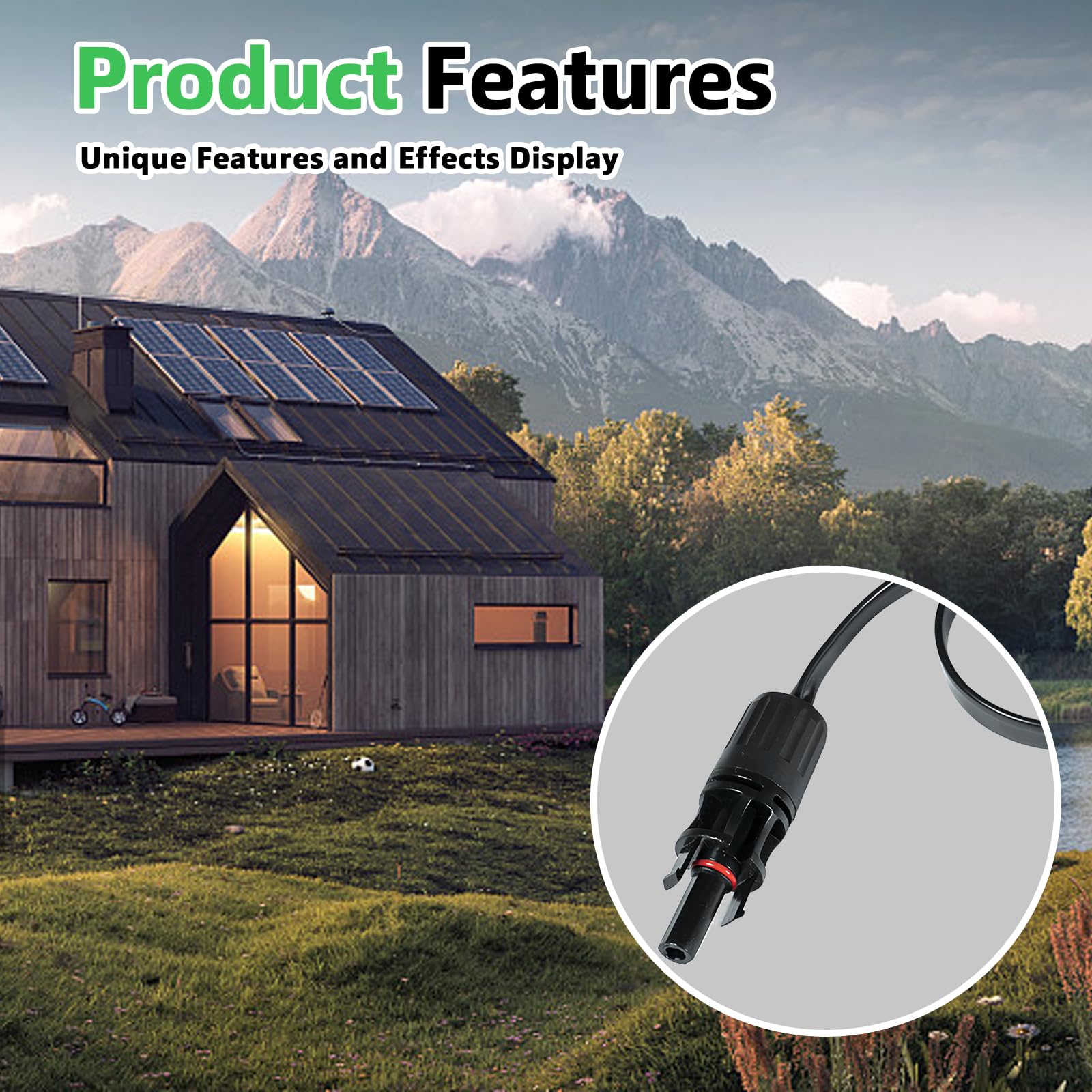 Rhitchy Solar Panel Extension Cable: 2 Pack Flat Solar Panel Cable, Solar Wire 90 Degrees Can be Bent Through The Window Photovoltaic Extension, Copper Row Photovoltaic Connecting Wire(42cm)