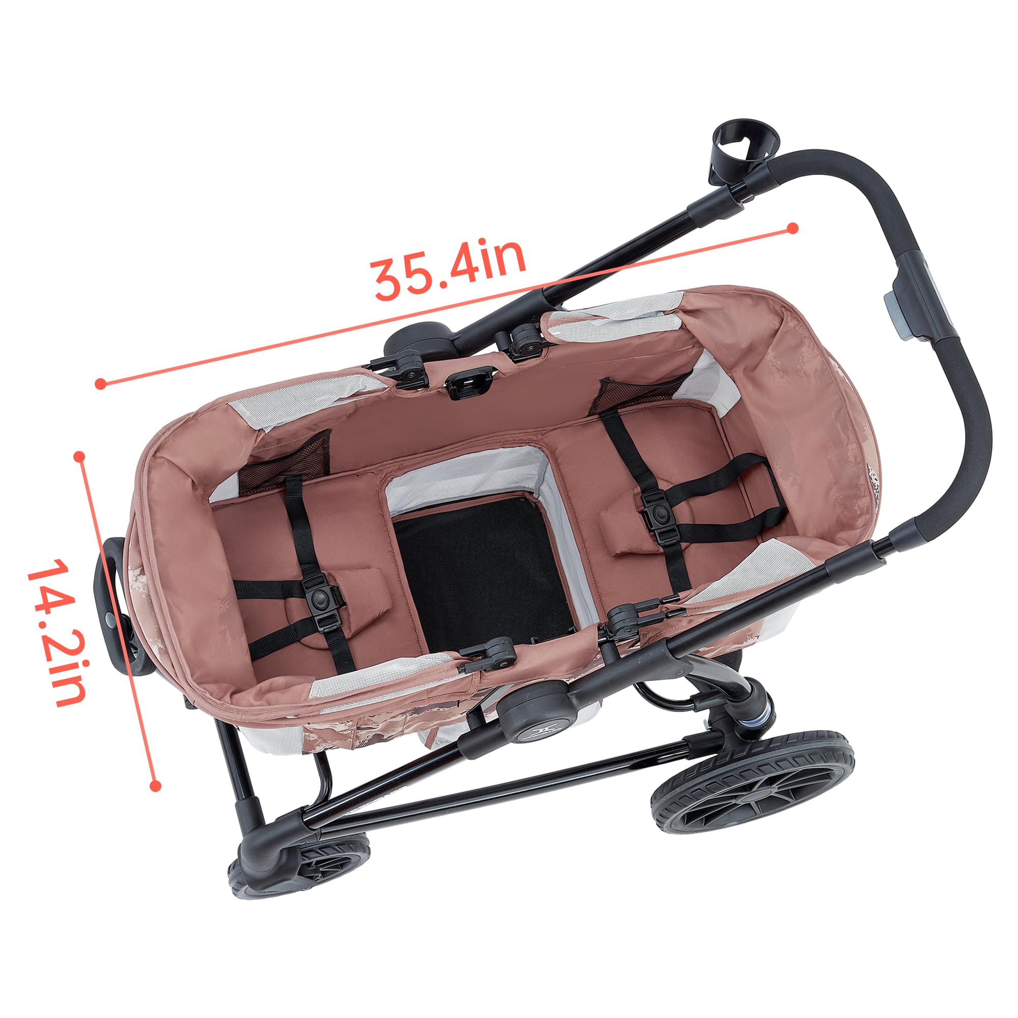 Pamo Babe All-Terrain Wagon Stroller for Kids Double Wagon Stroller (Brown)