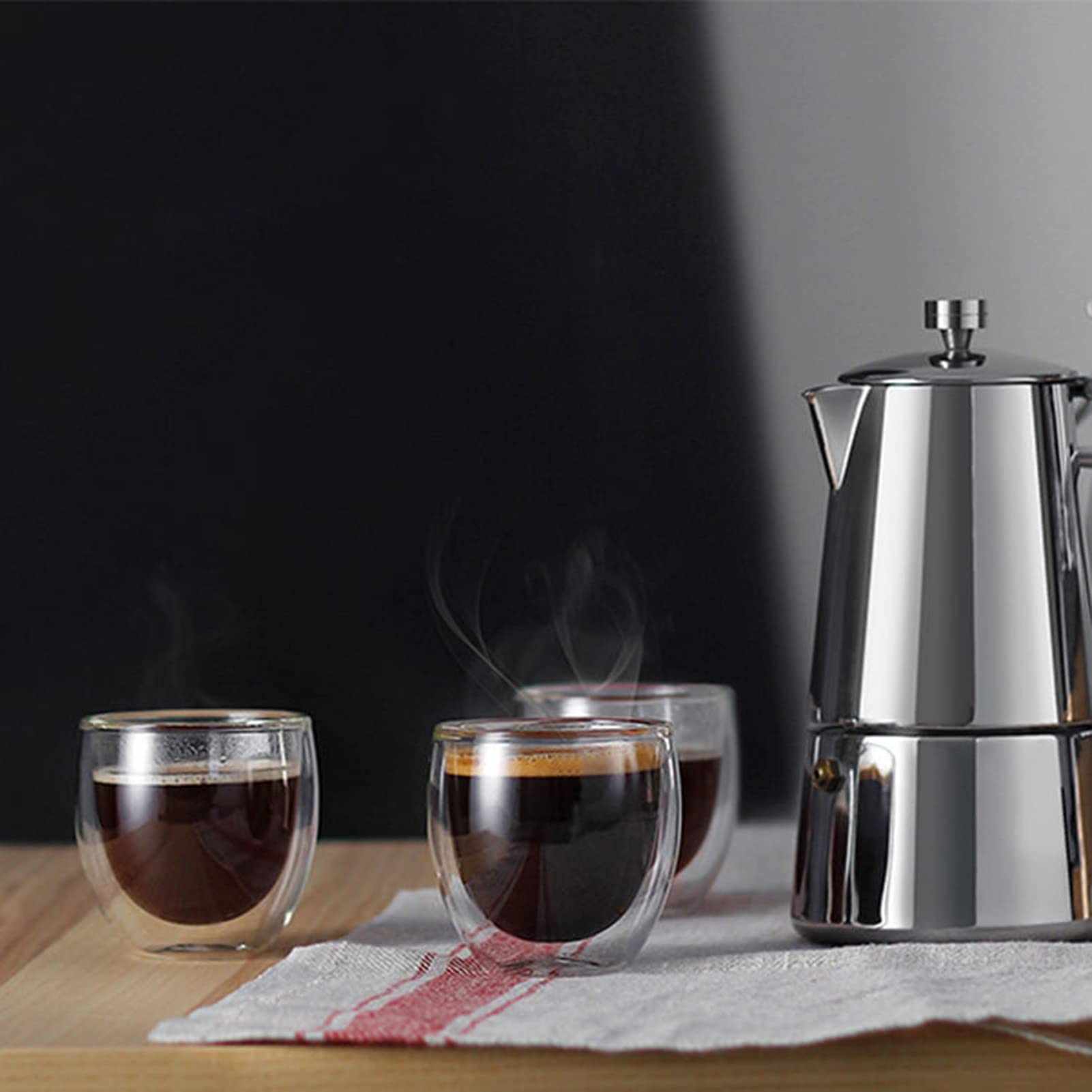 WOAIERNV 2.7 Ounce Espresso Cups,Set of 6,Double Walled Insulated Espresso Glasses,Handmade Borosilicate Glassware Coffee Cup,Perfect for Cold or Hot Drinks
