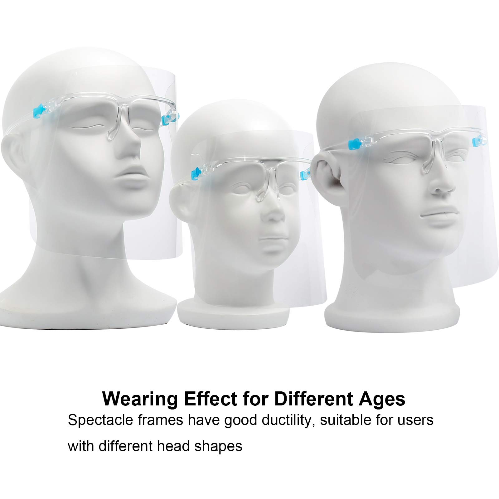 salipt Anti-fog Reusable Face Shields with Glasses Frame Set for Men and Women,6 Glasses and 12 Shields