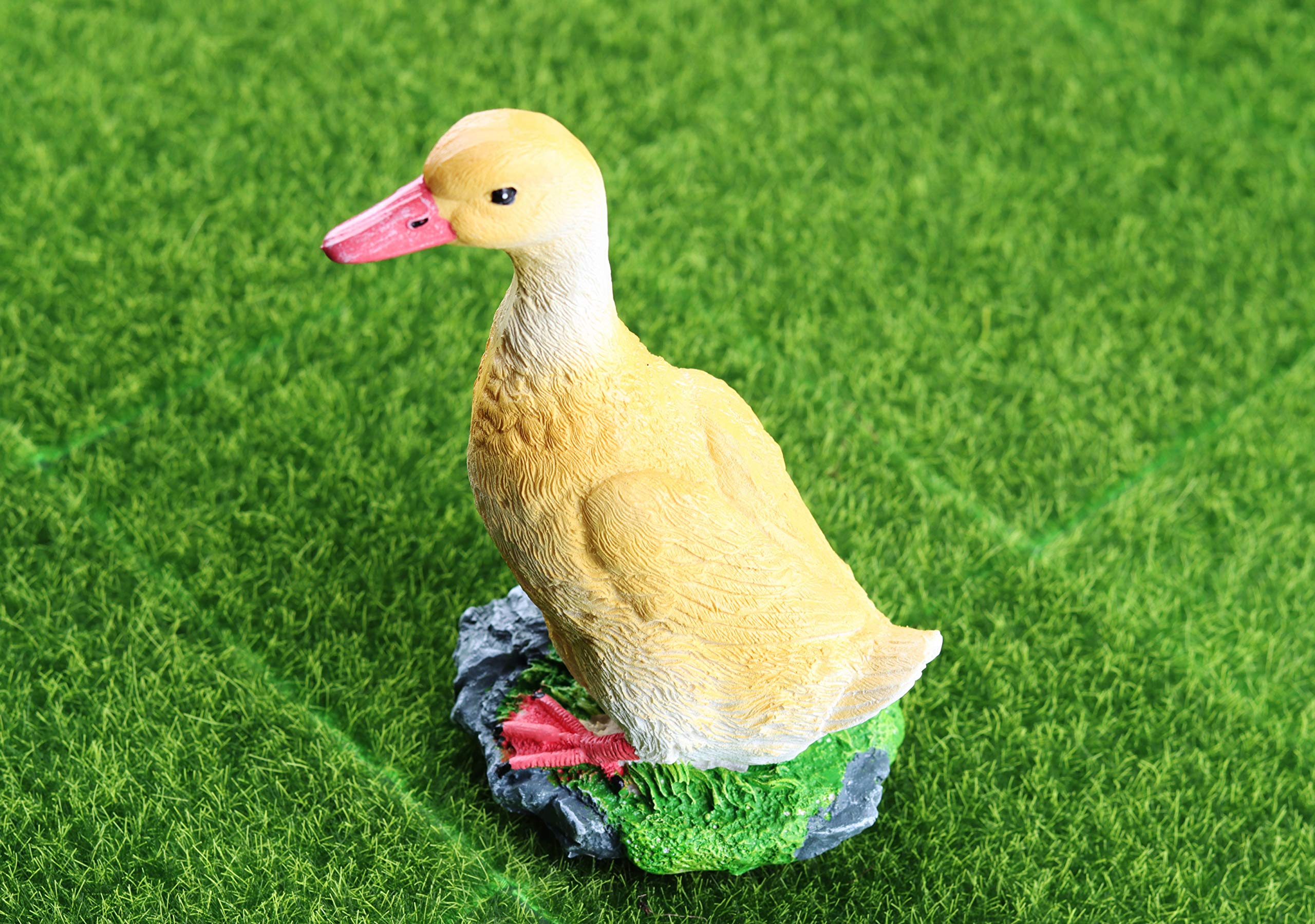 Rich Boxer Simulation Duck Figurine Resin Duck Decor Artificial Duck Model Duck Statue for Garden Pond Decoration Art Crafts Statues(Yellow)