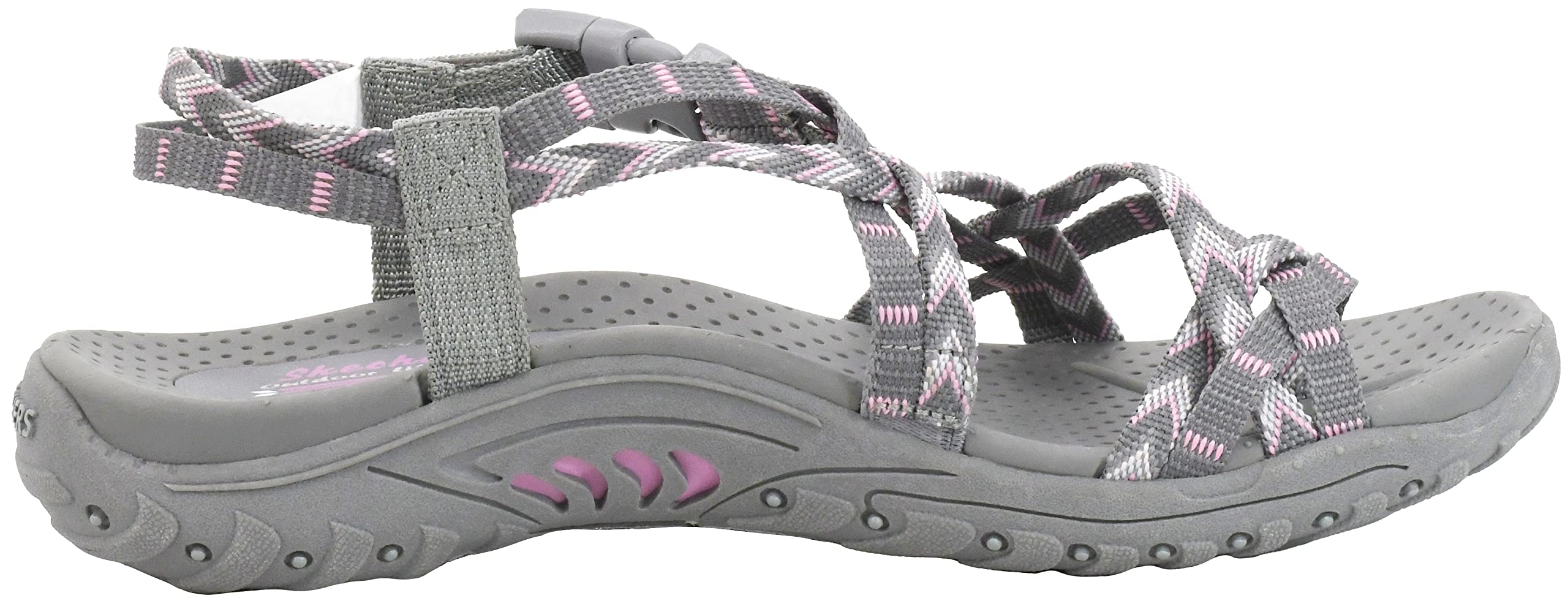 Skechers womens Reggae-islander - Multi-strap Toe Thong Slingback Sandal, Grey, 10 US
