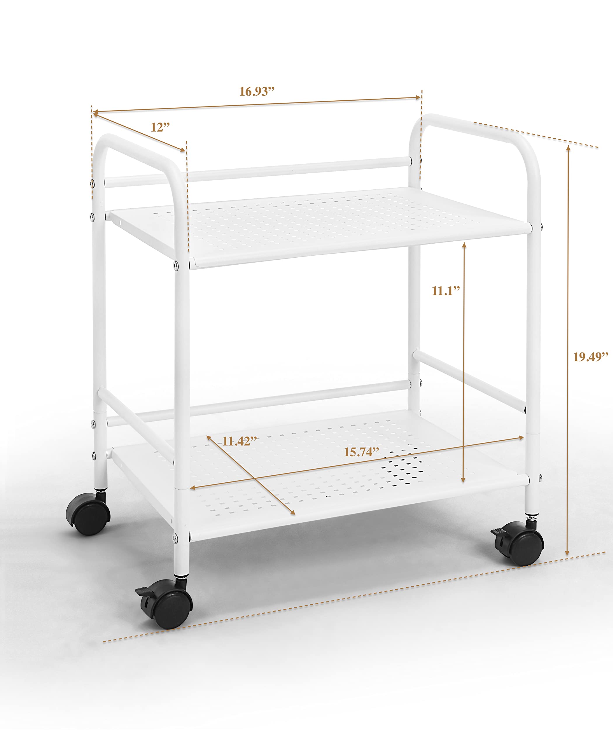 SunnyPoint Minimalist Style Utility Rolling Shelf Cart (WHT)