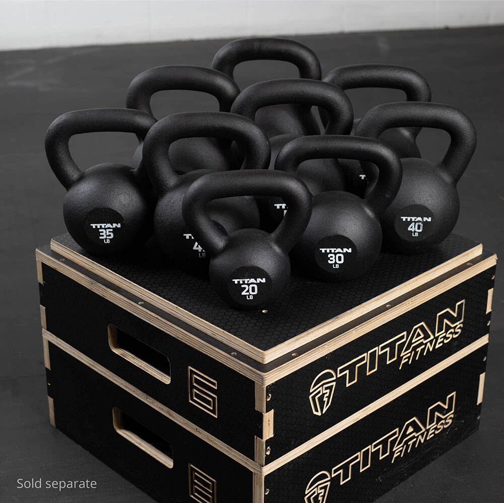 Titan Fitness 15 LB Cast Iron Kettlebell, Single Piece Casting, LB Markings, Full Body Workout