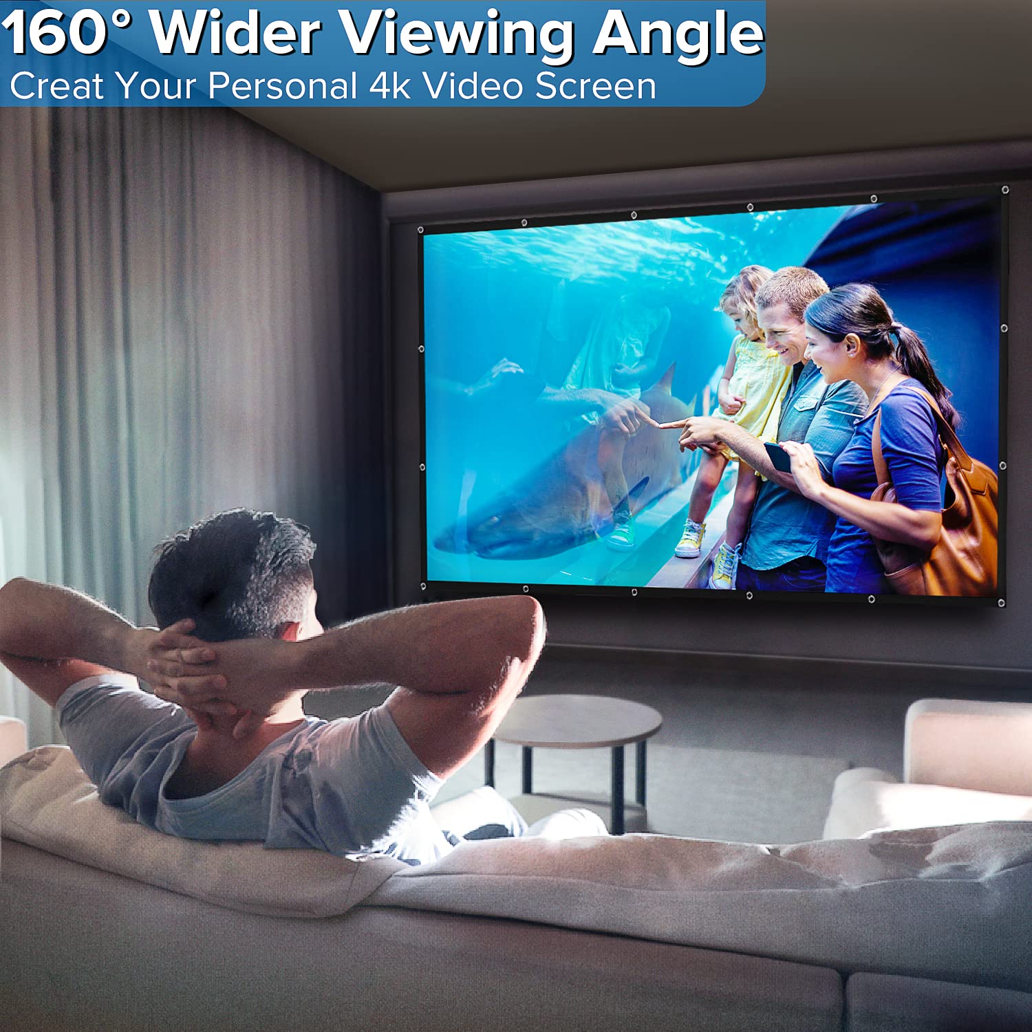Projector Screen, 120-inch CENTURY-STAR Movie Screen Outdoor & Indoor Wrinkle-Free Nylon Fabric Video Projection Screen (3D 4K HD 16: 9 Front & Rear Projection) Foldable & Portable with Carry Bag