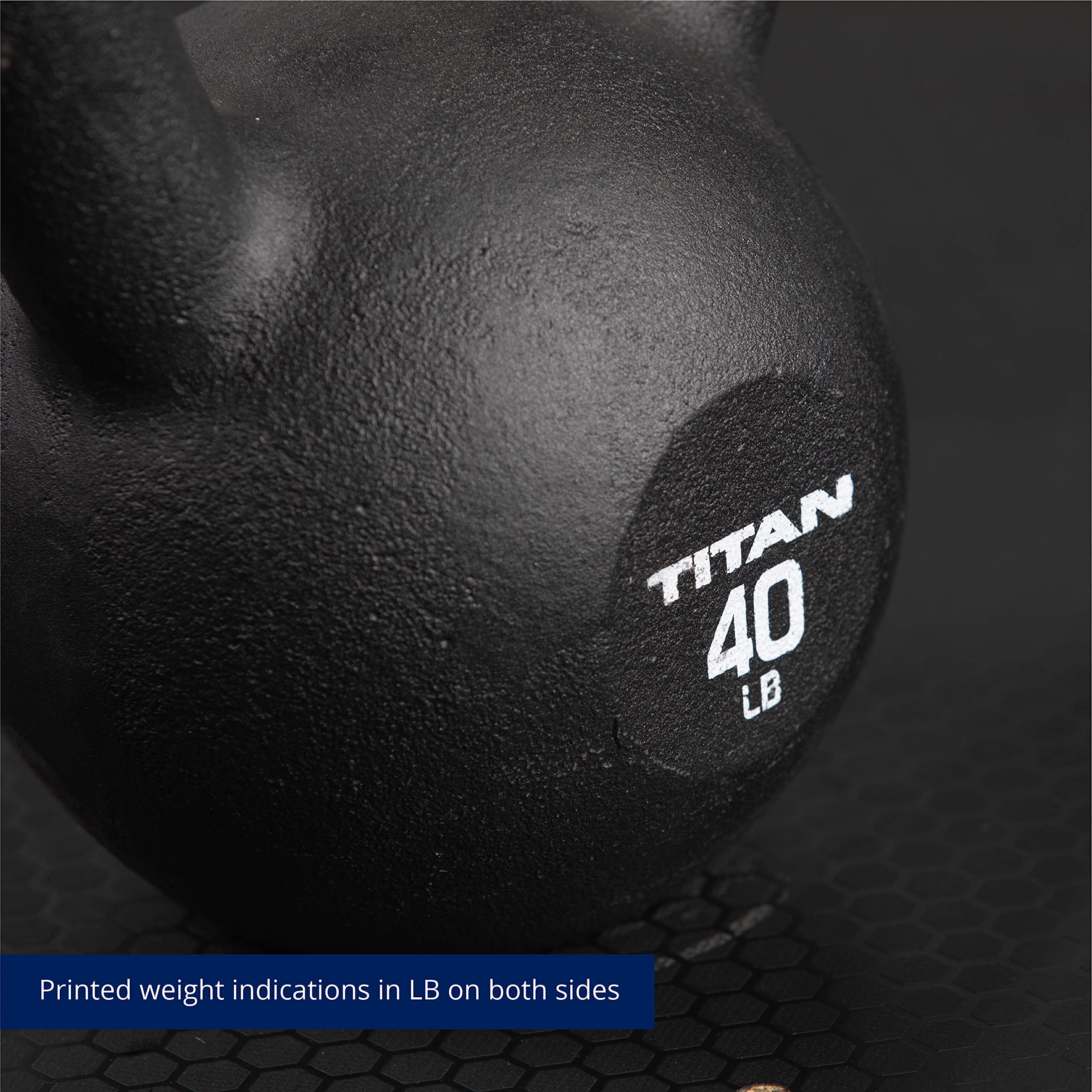Titan Fitness 40 LB Cast Iron Kettlebell, Single Piece Casting, LB Markings, Full Body Workout