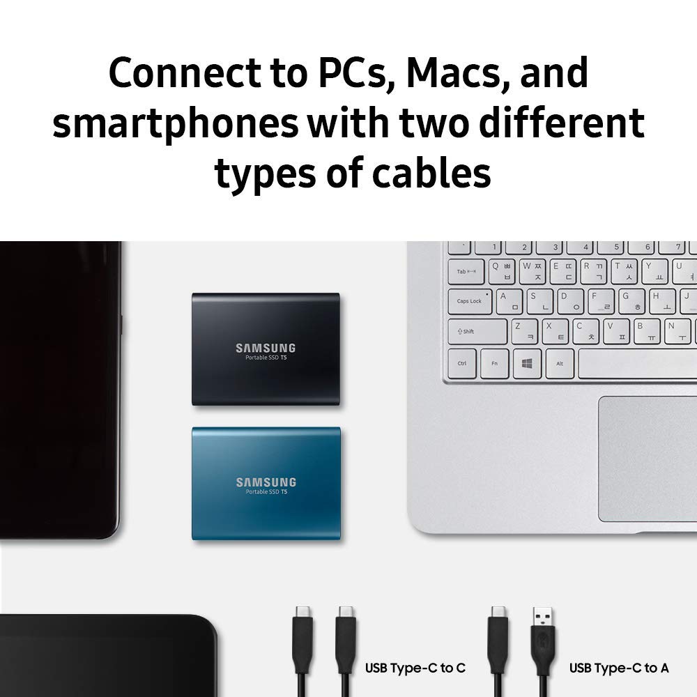 Samsung T5 Portable SSD - 1TB - USB 3.1 External SSD (MU-PA1T0B/AM) (Renewed)
