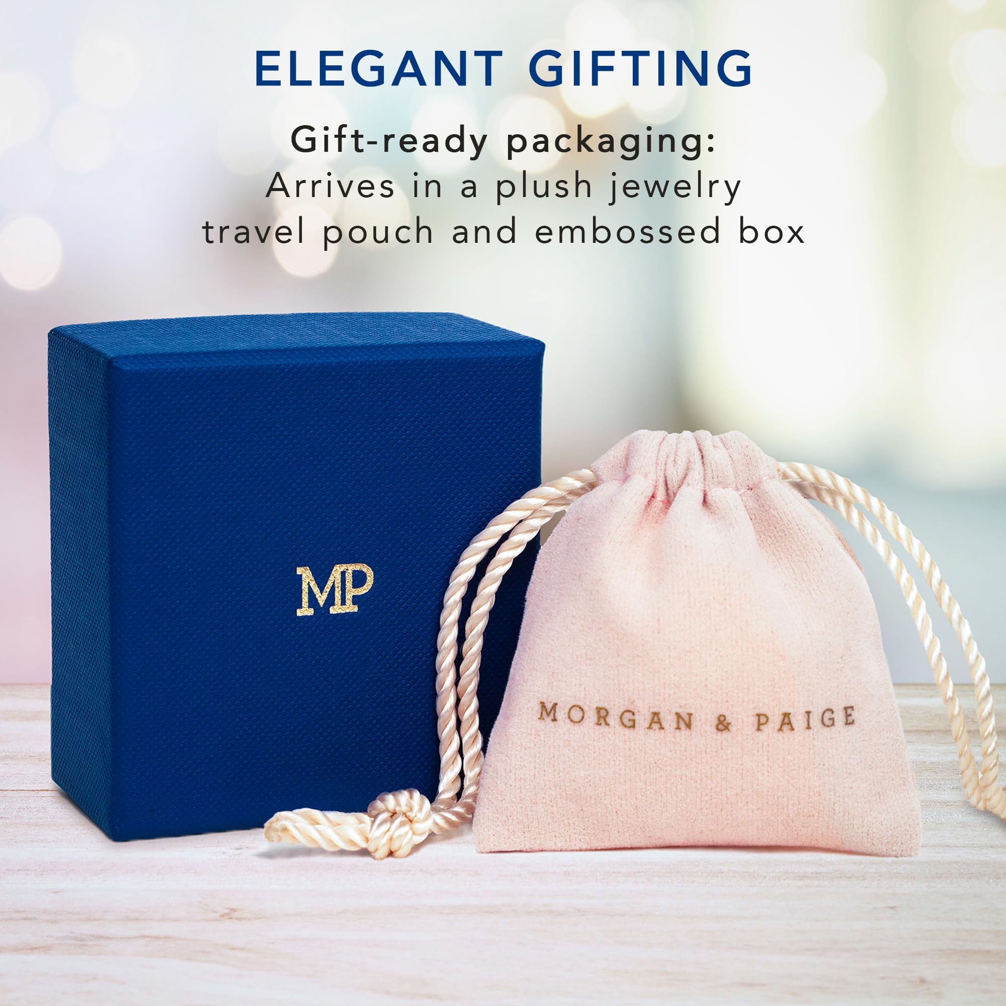 MORGAN & PAIGE Dainty Statement Necklace for Women, Sterling Silver Pendant with Cursive Letters, Everyday Jewelry, 16 inch with 2 inch Extender Chain