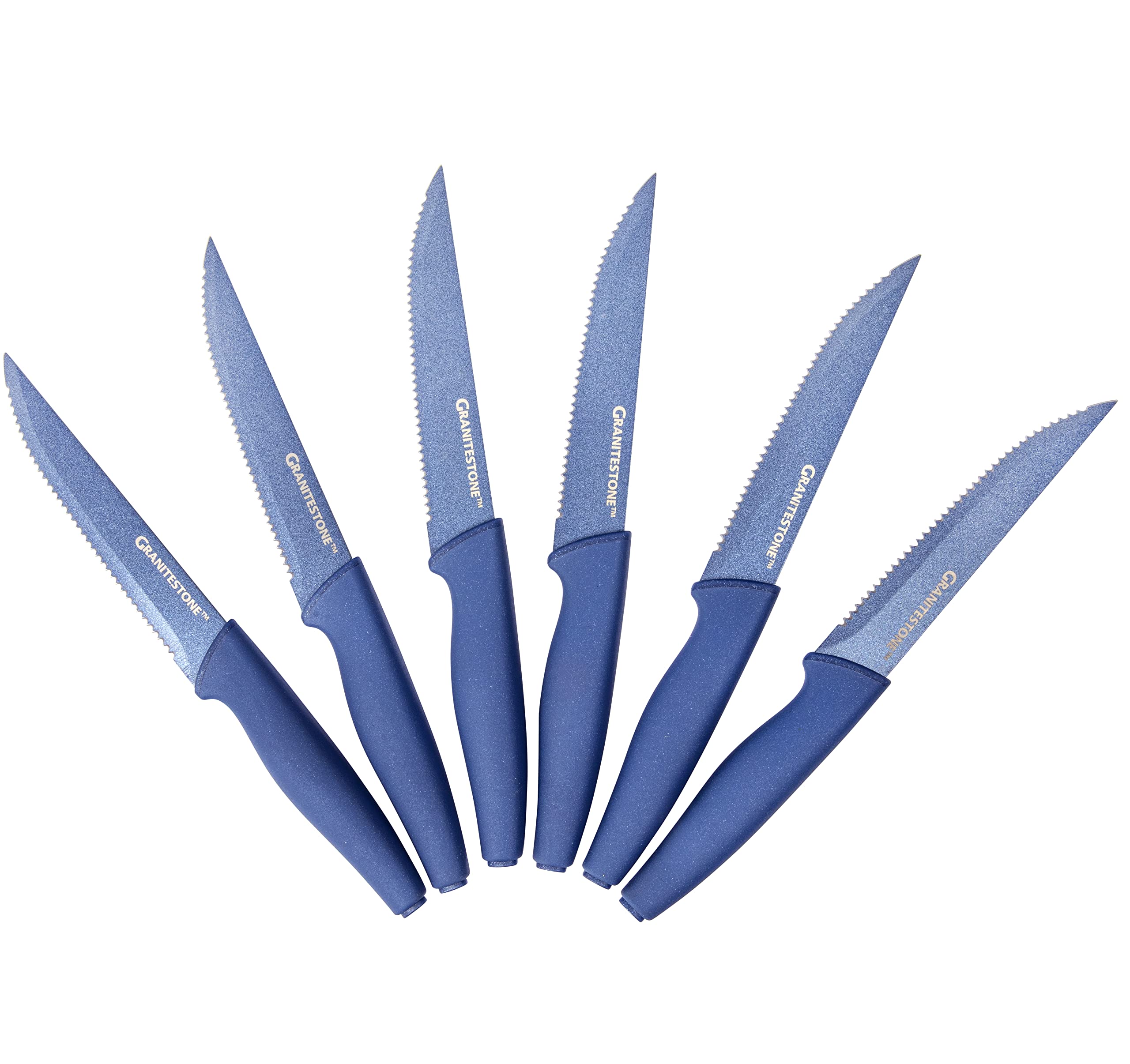 Nutriblade 13-Piece Knife Set by Granitestone High-Grade Stainless Steel Blade Chef Kitchen Knives Set with Acrylic Block Includes 6-piece Kitchen Knife plus 6-piece Fully Serrated Steak Knife (Blue)