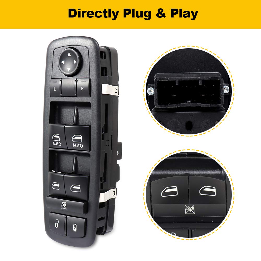 Power Window Master Control Switch (2 AUTO , 3+ 8 pins ） Fits for 2016 for Ram 1500 2500 3500 4500 5500 4-D00R Replace 68231805AA 68139805AB 68139805AA